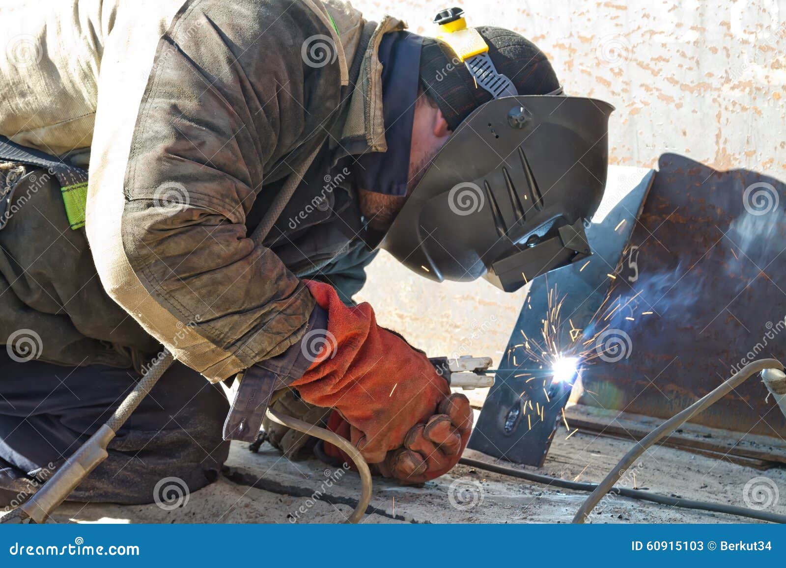 The Welder Produces Samples Stock Image - Image of industrial, blue ...