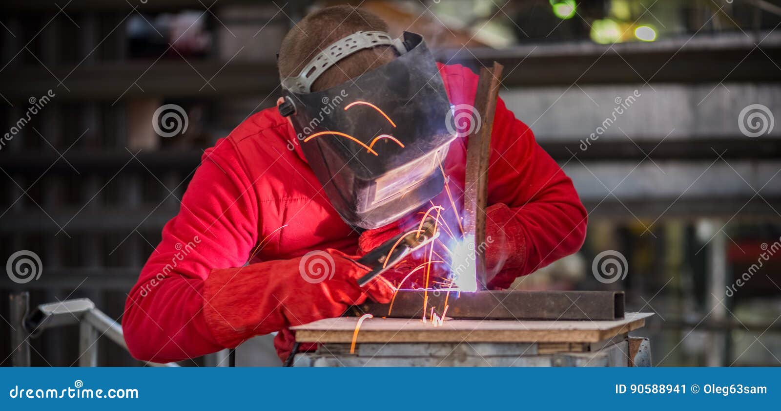 Welder in the Production Facility Stock Image - Image of industry ...