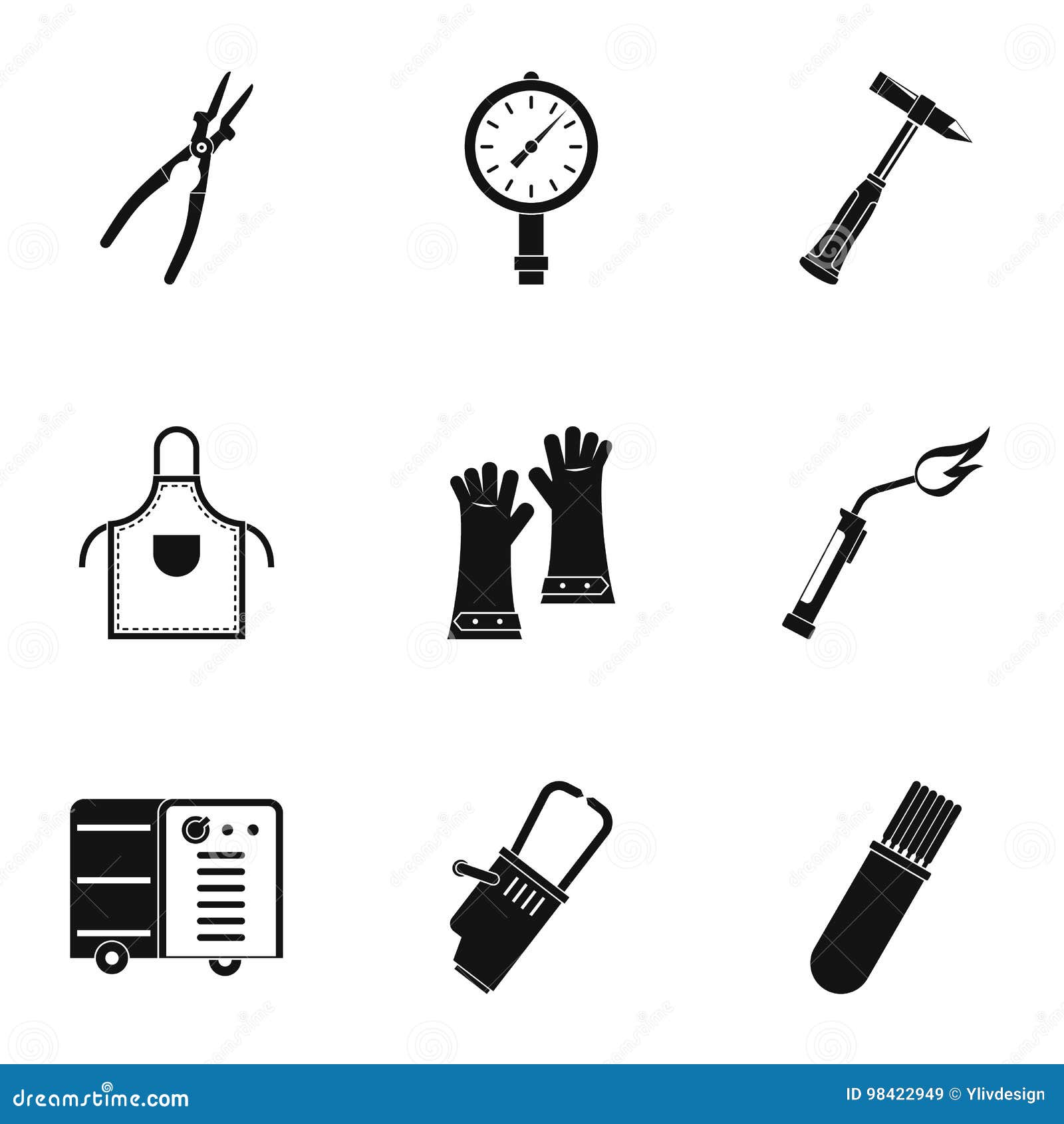 Welder Profession Icon Set, Simple Style Stock Vector - Illustration of ...