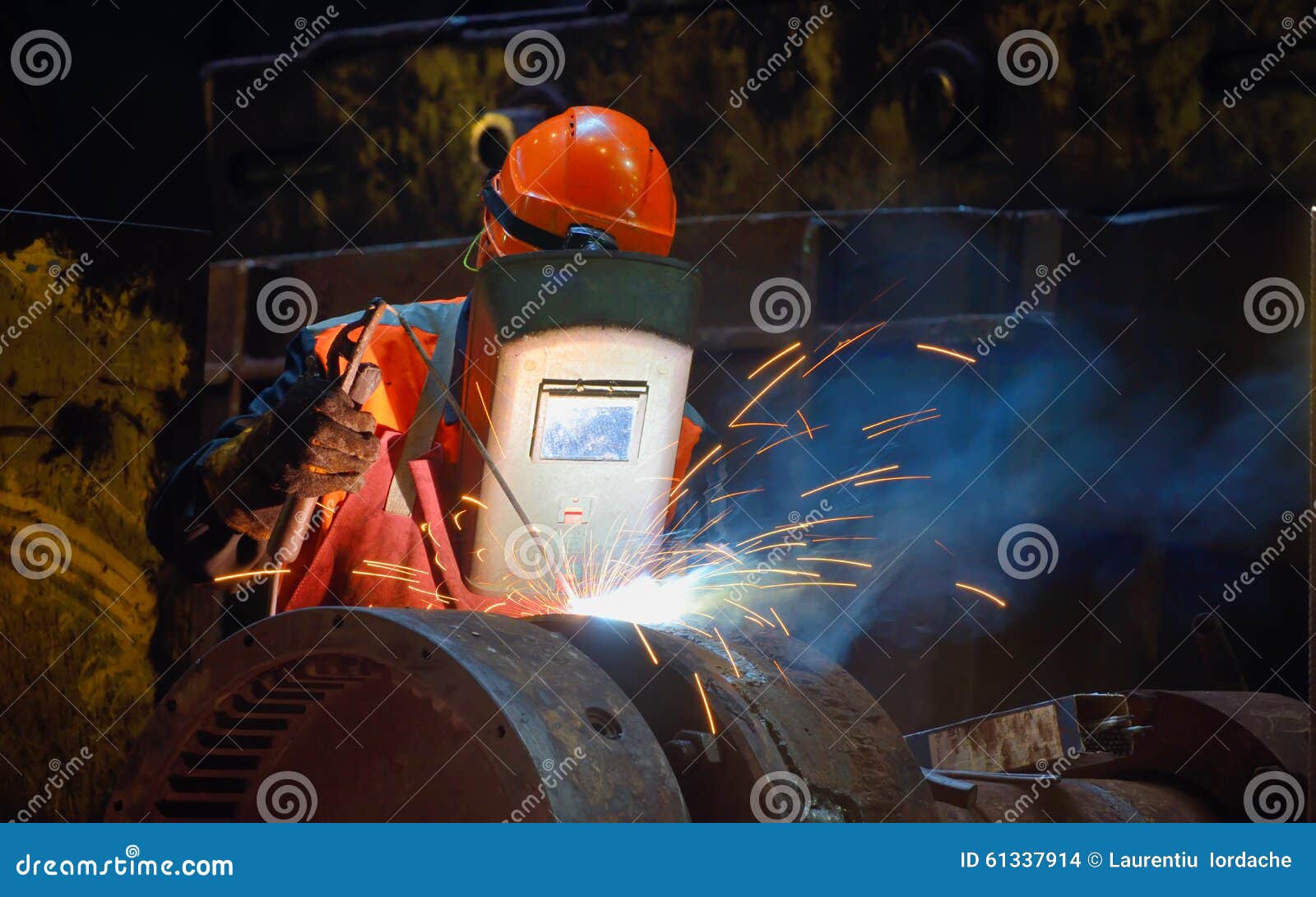 Welder with Protective Mask Stock Photo - Image of welding ...