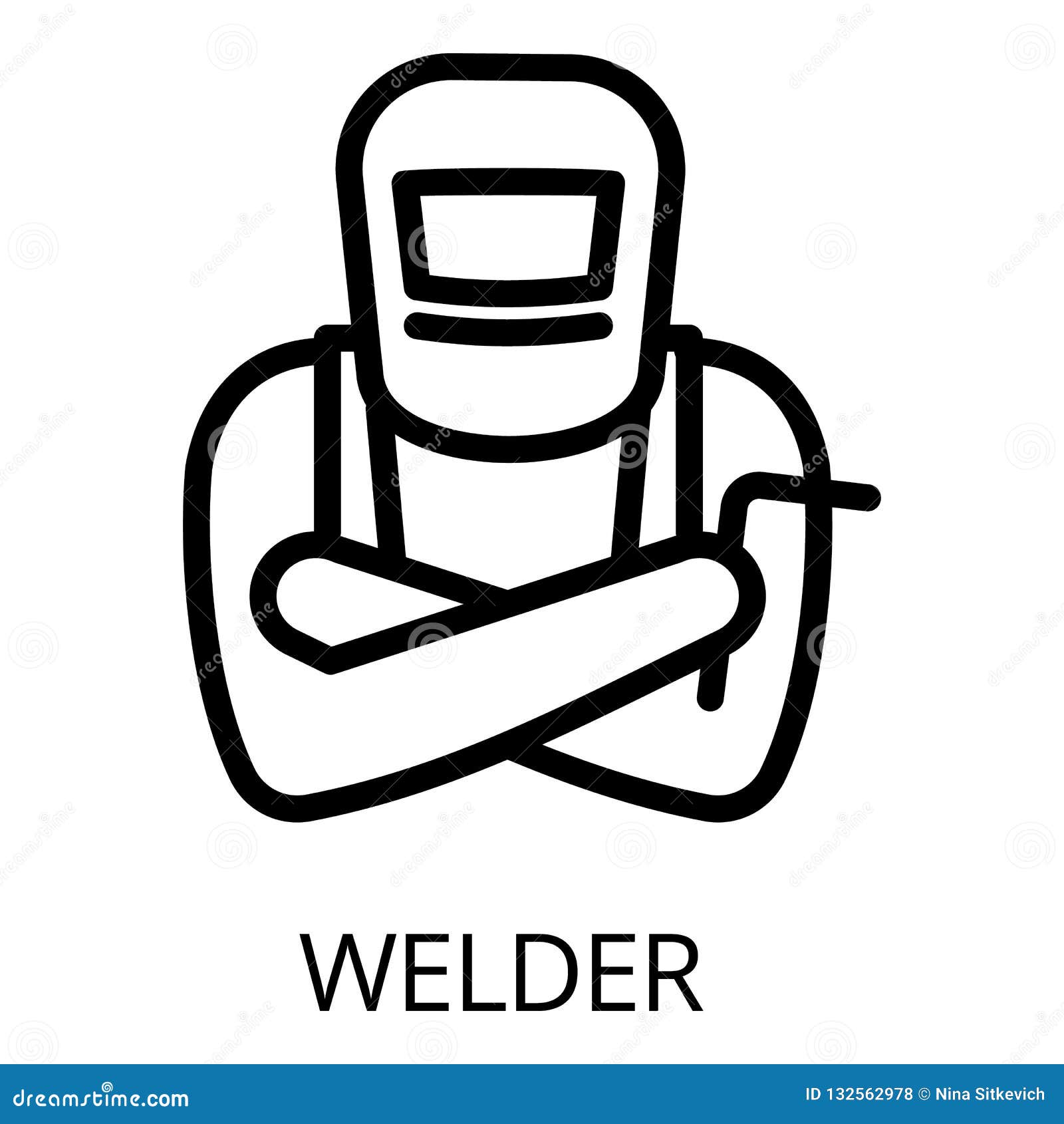 Welder Ready for Work Icon, Outline Style Stock Vector - Illustration ...