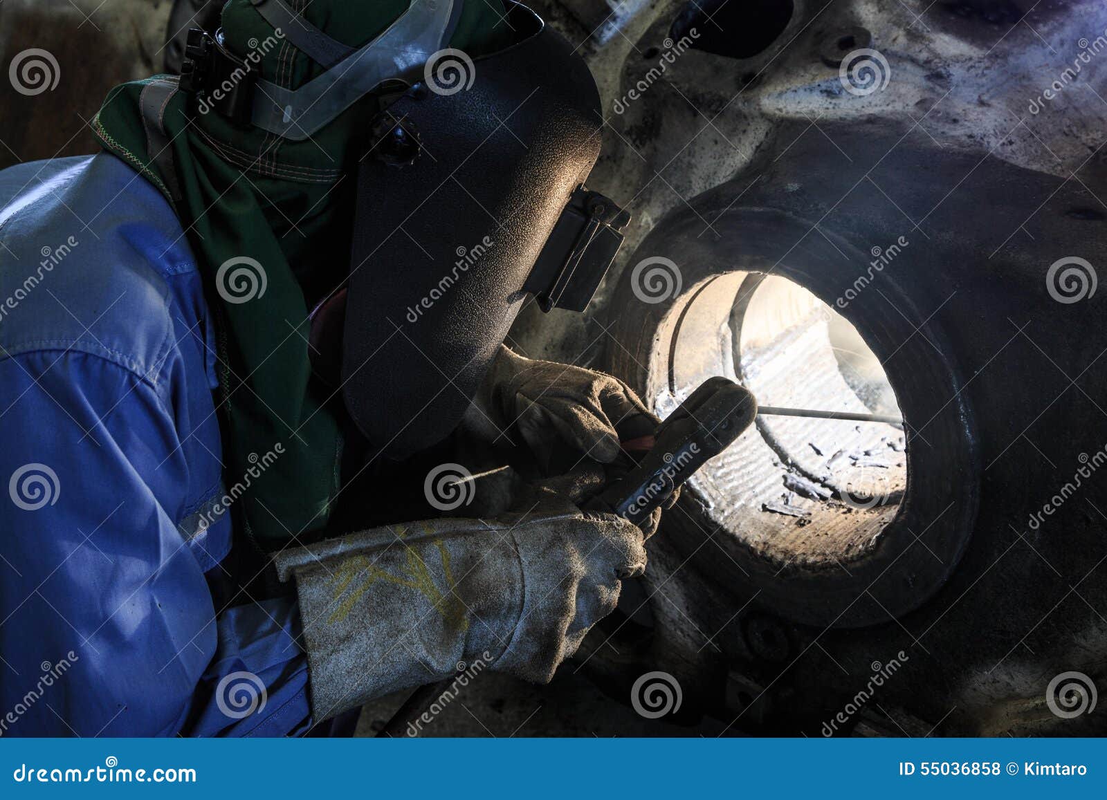 Welder Repair Bore by Shield Metal Arc Welding Stock Photo - Image of ...