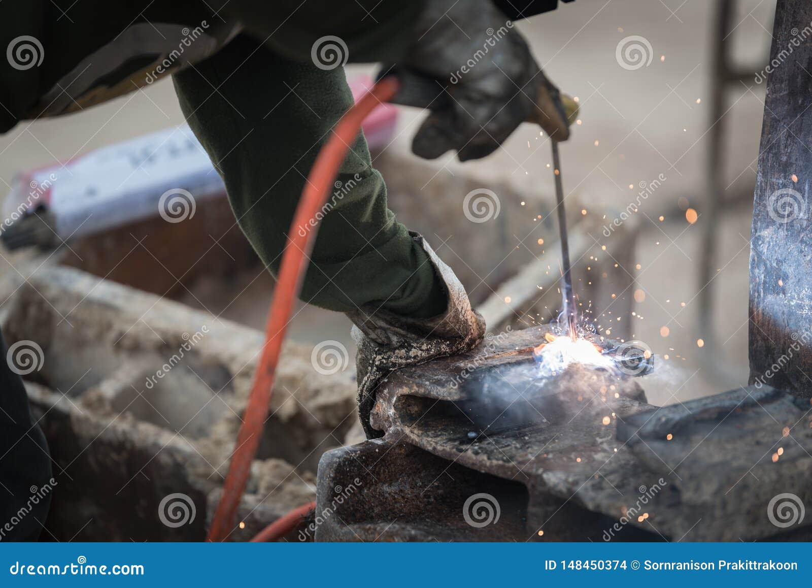 Welder Repairing Work, Welding Steel Work Stock Photo - Image of safety ...