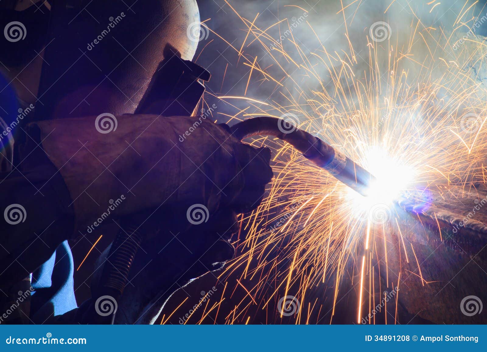 Welder Steel Structure in Workshop Stock Photo - Image of fabrication ...