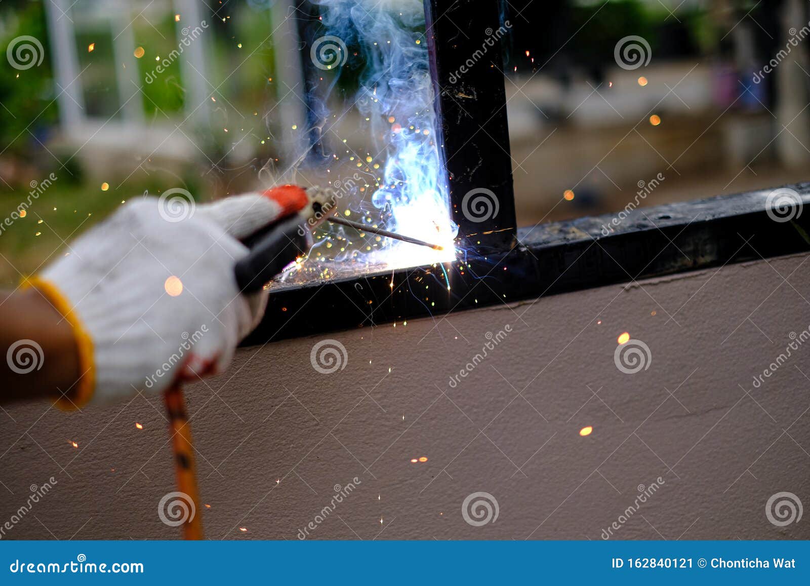 Welder Technician are Welding Steel with Sparks Stock Image - Image of ...