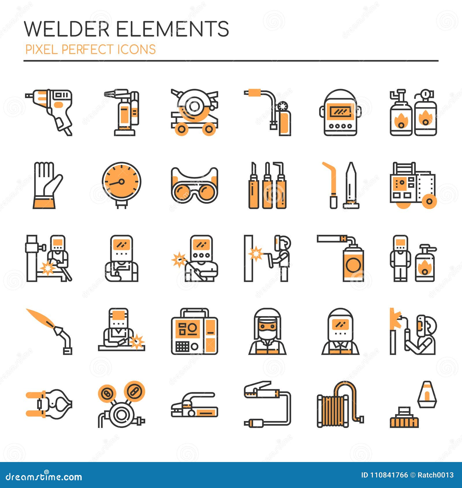 Welder Line Icons Collection. Torch, Sparks, Helmet, Arc, Weld, Heat ...