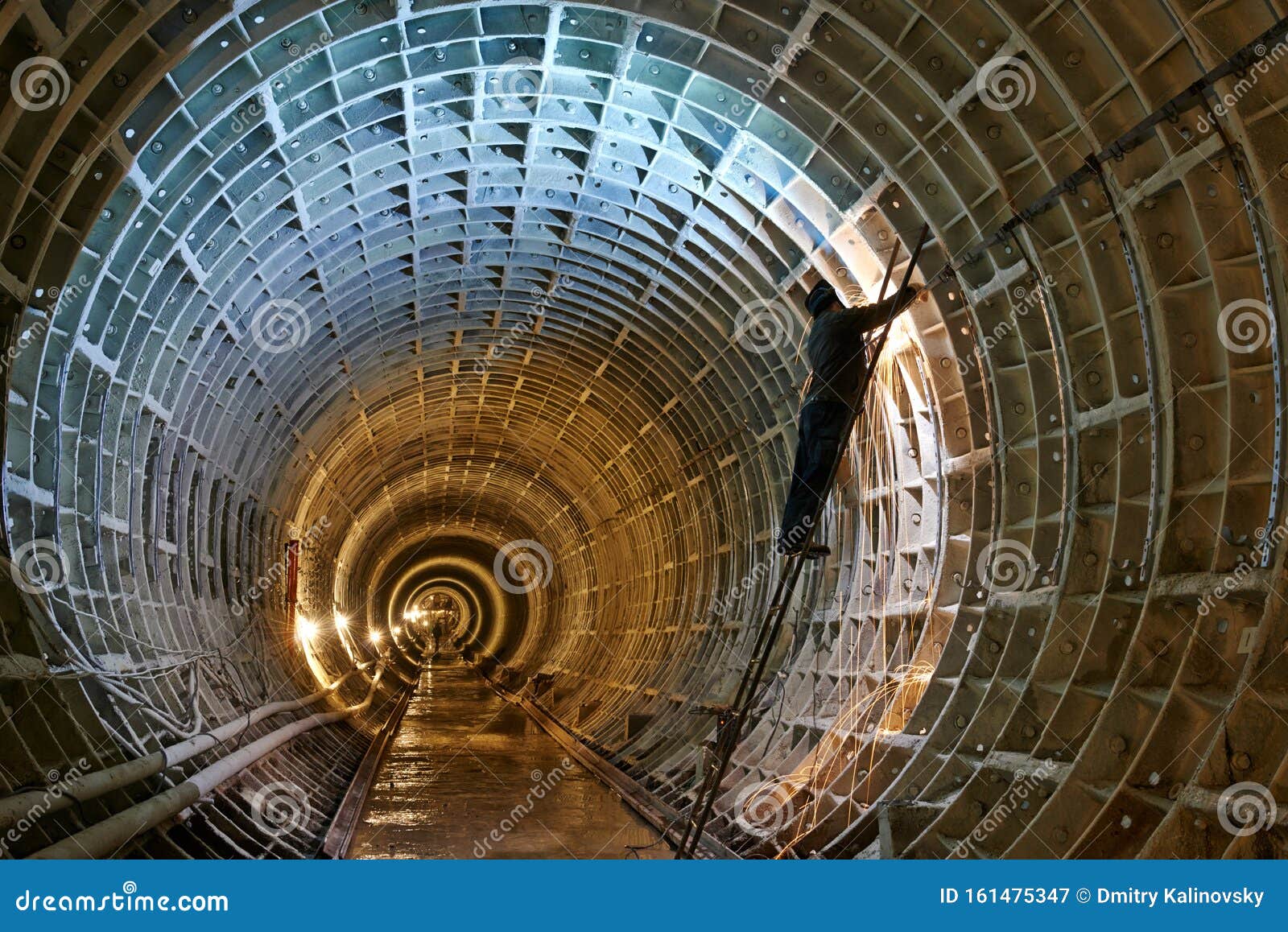 Welder at Underground Subway Construction Site Stock Image - Image of ...