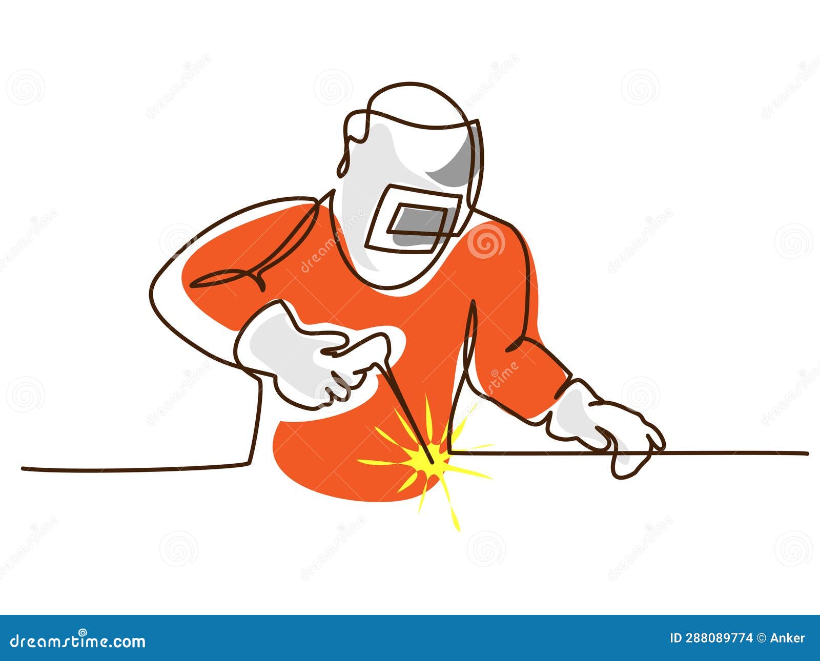 Welder Using Welding Machine in Construction Project Stock Illustration ...