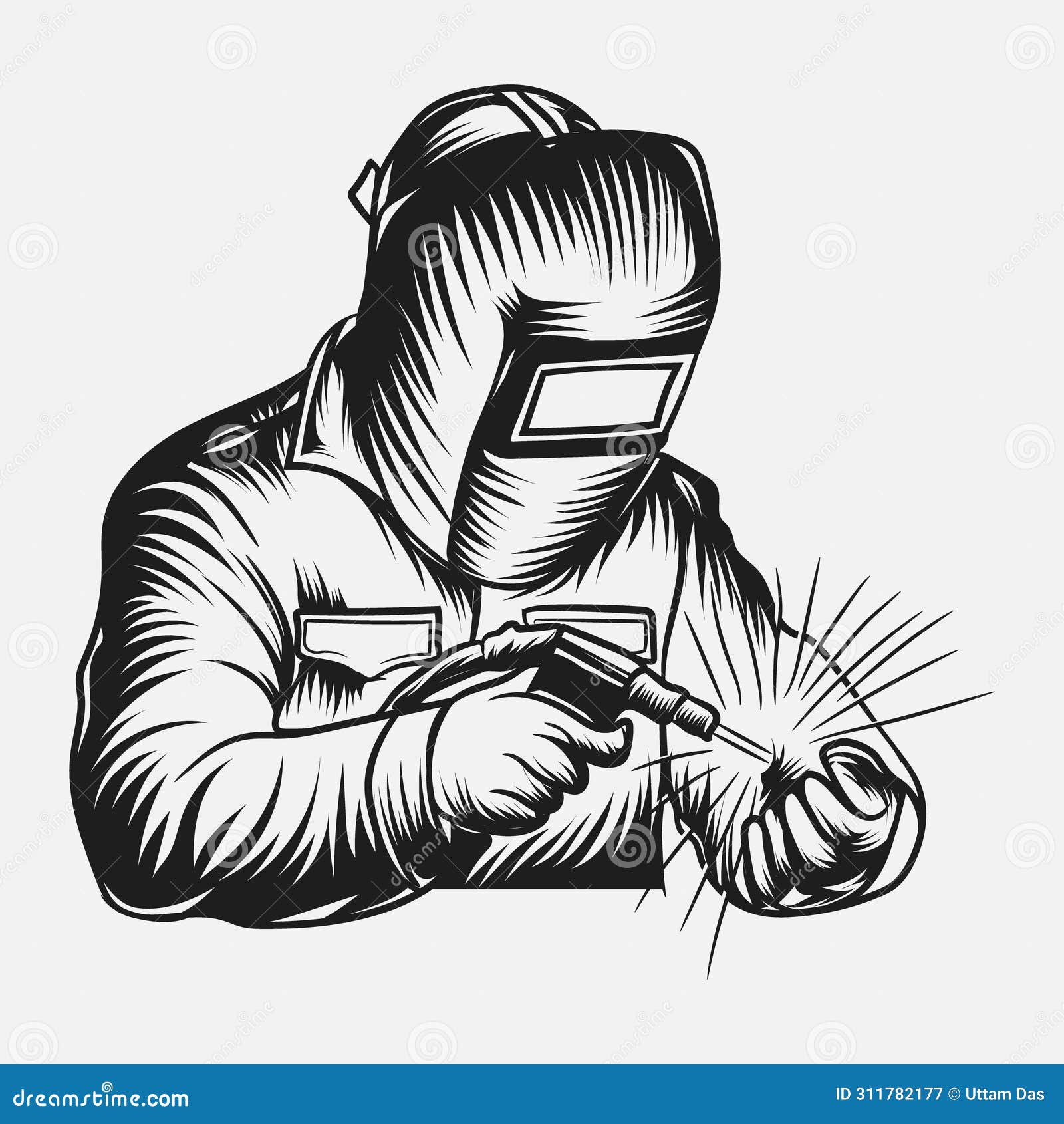 Welder Vector Icon On Transparent Background, Linear We | CartoonDealer ...