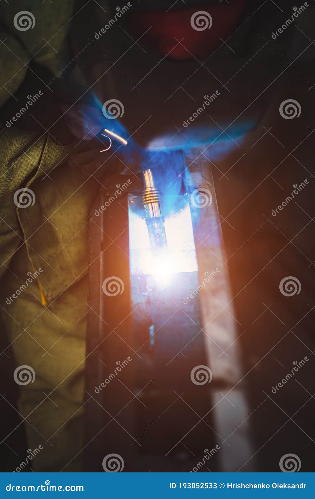Welder Weld Root Weld From Inside Of Big Pipe Stock Photo ...