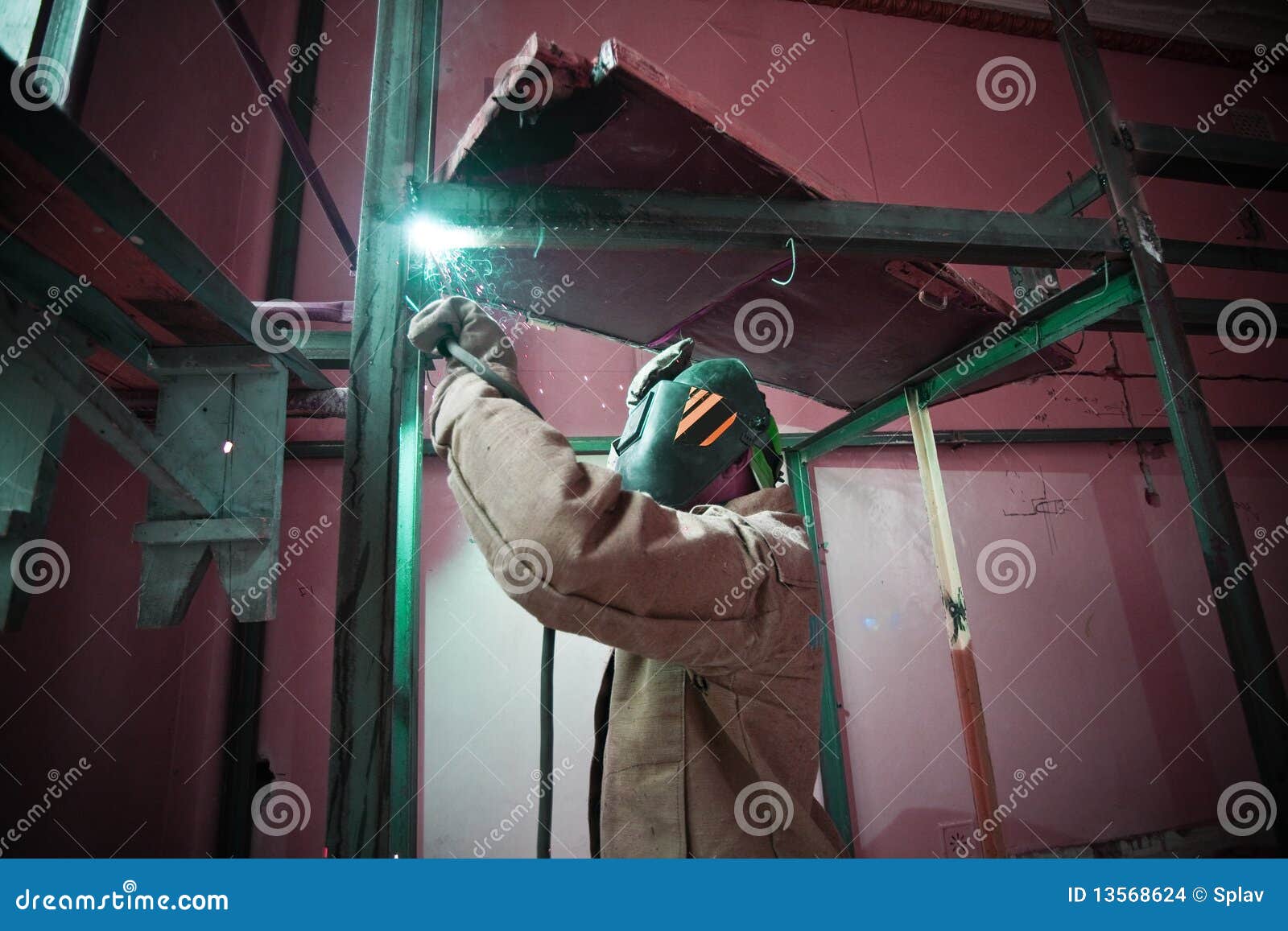 Welder Welding in a Factory Stock Photo - Image of equipment, indoor ...