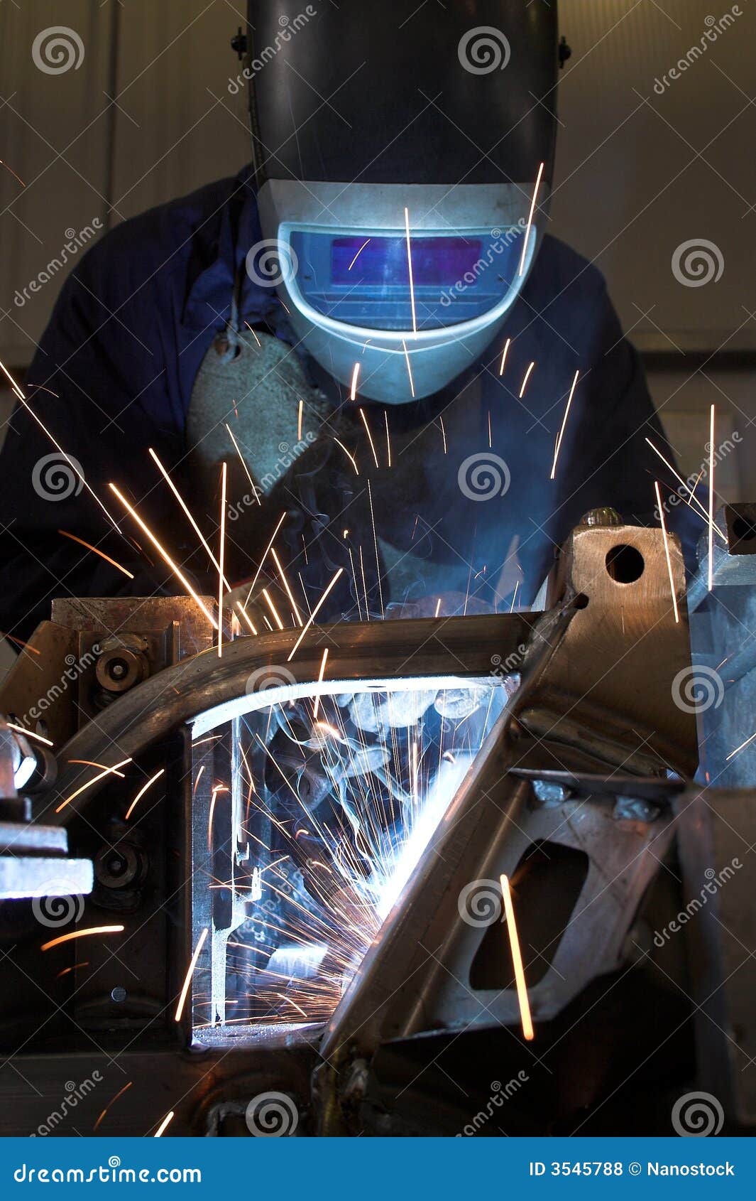 Welder Welding a Metal Part Stock Photo - Image of igniting, equipment ...