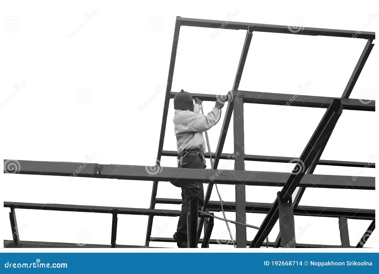 The Welder is Welding the Roof of the House Stock Photo - Image of high ...