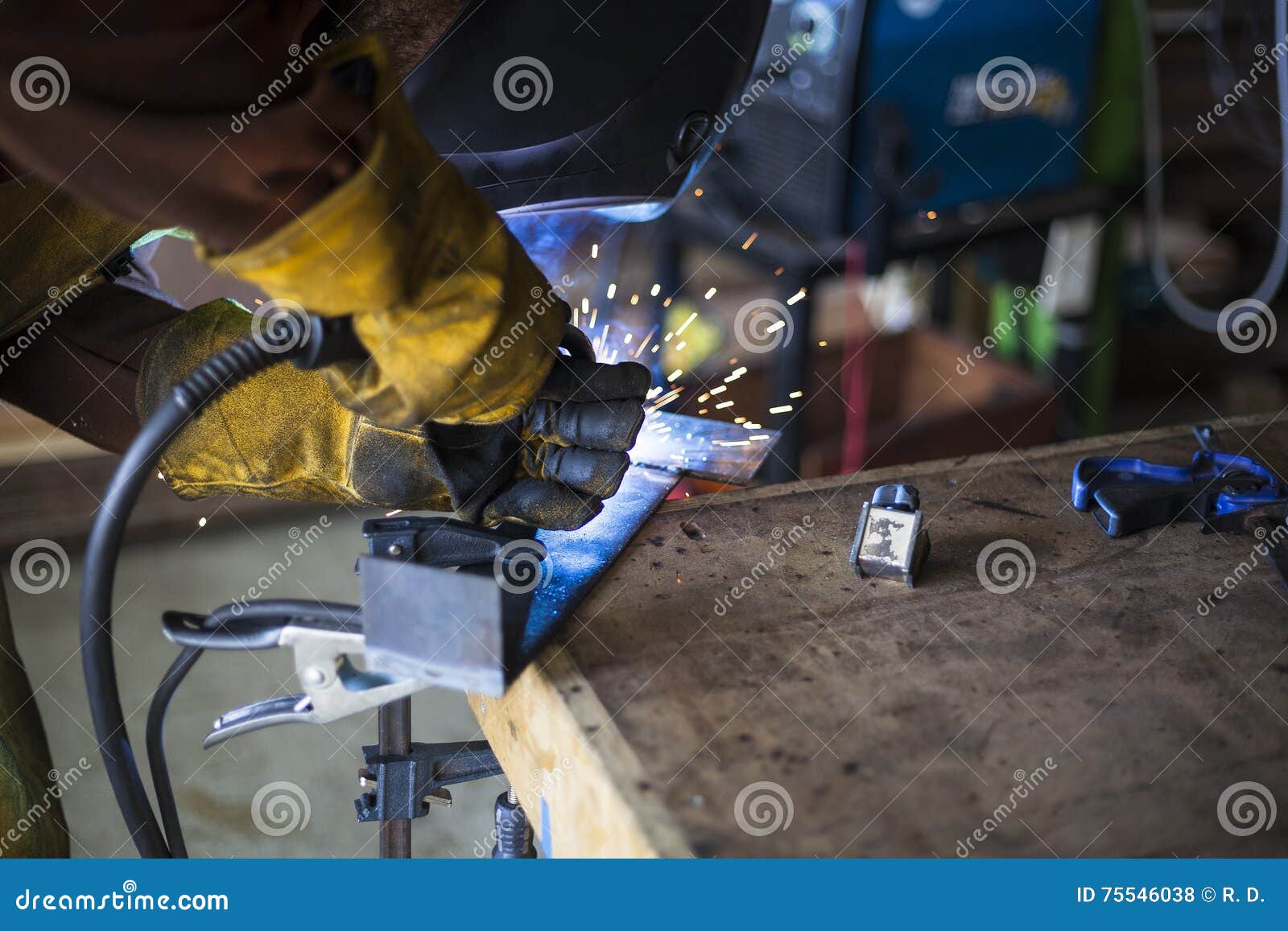 Dirtied Welding Gloves Rest On Table. Stock Image | CartoonDealer.com ...