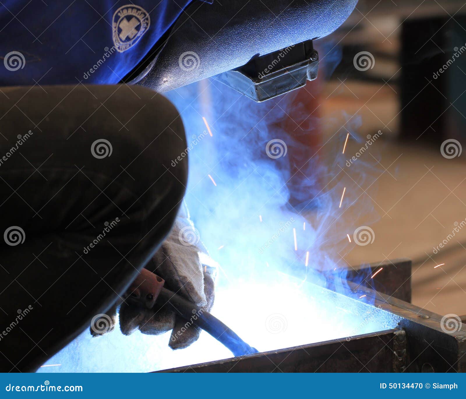 Welder is Welding the Steel Plate Stock Photo - Image of manufacture ...