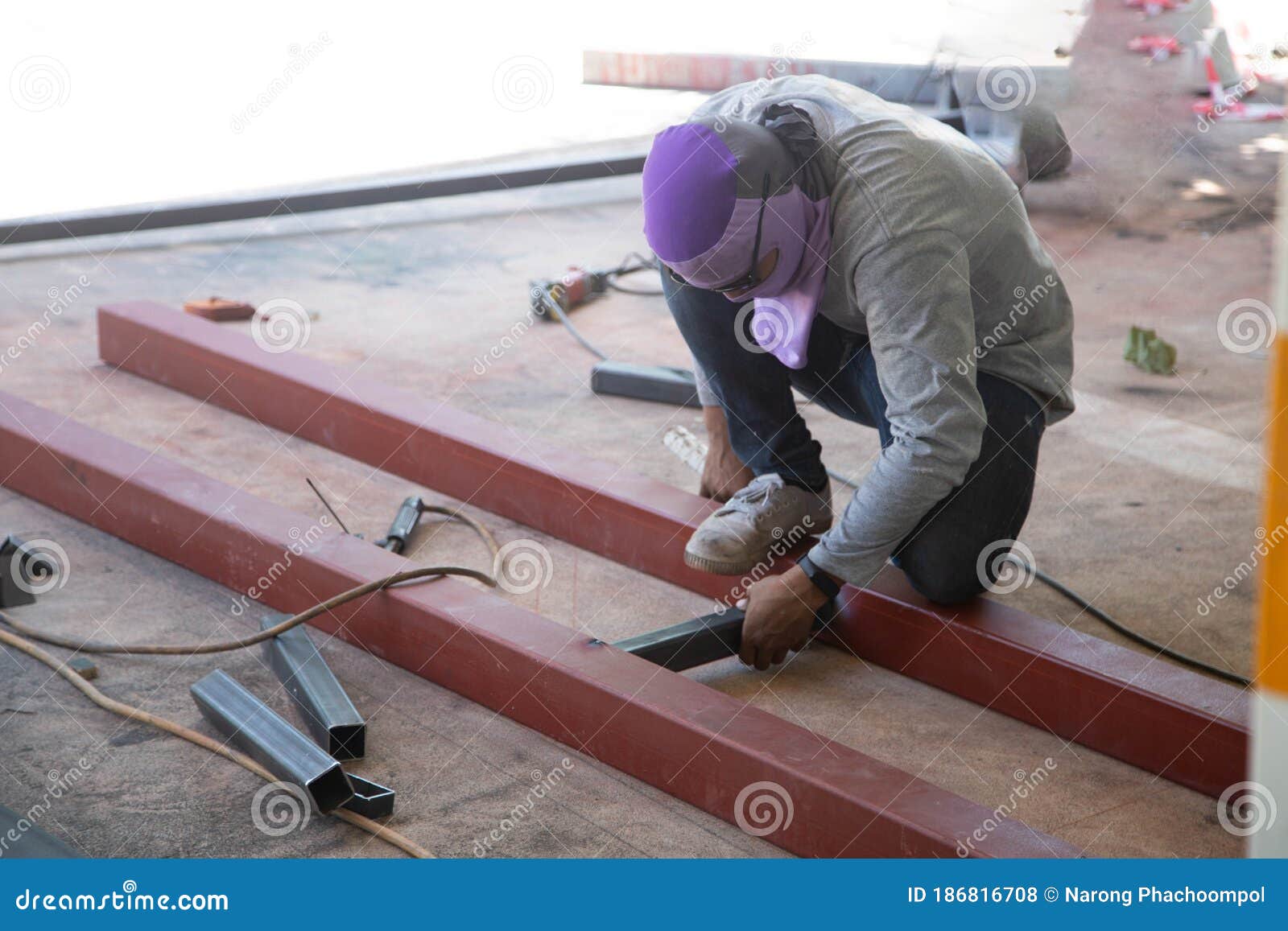 The Welder is Welding the Structure on the Floor Stock Photo - Image of ...
