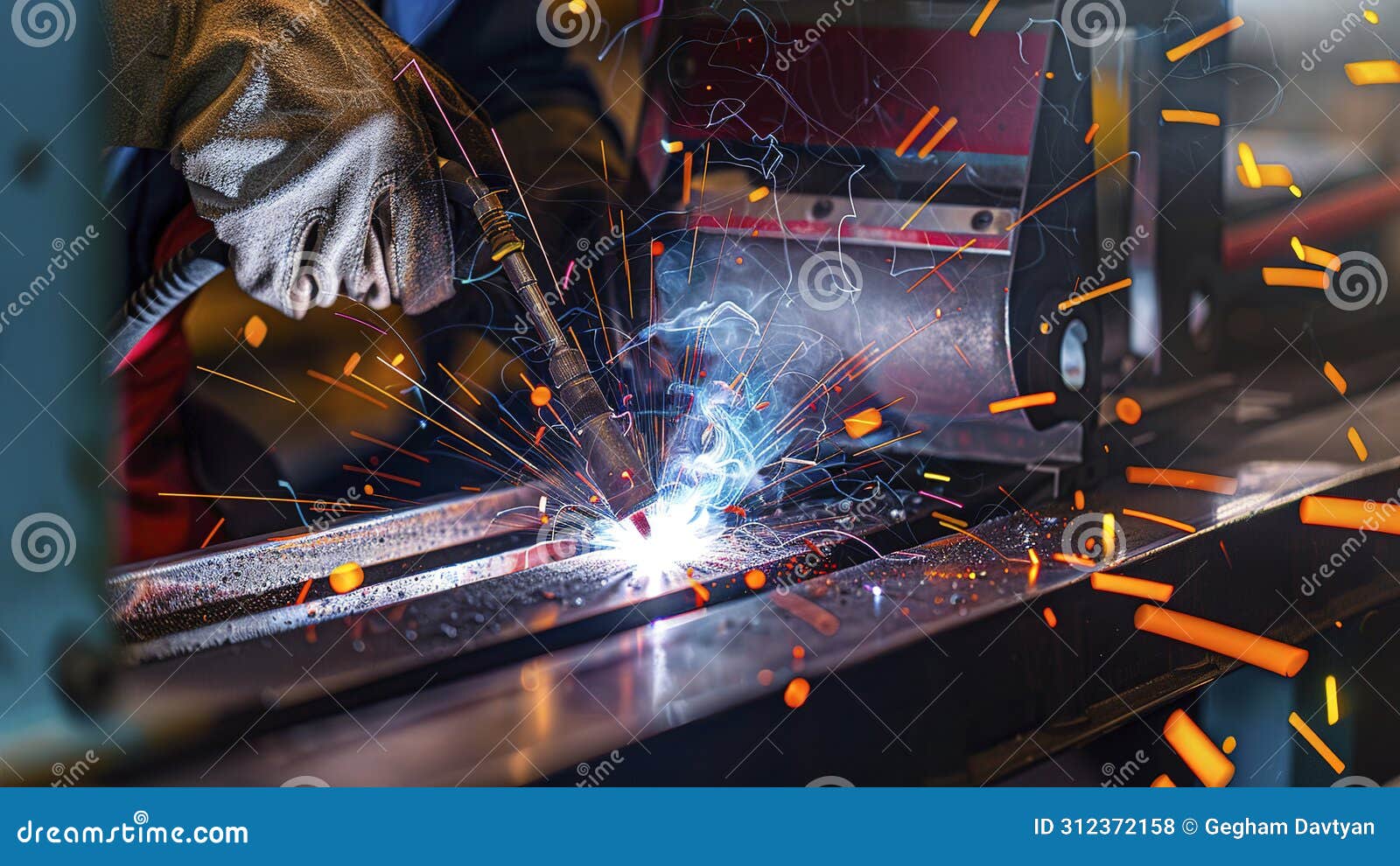Welder is Welding in the Workstation, Welder at the Workstation, Welder ...