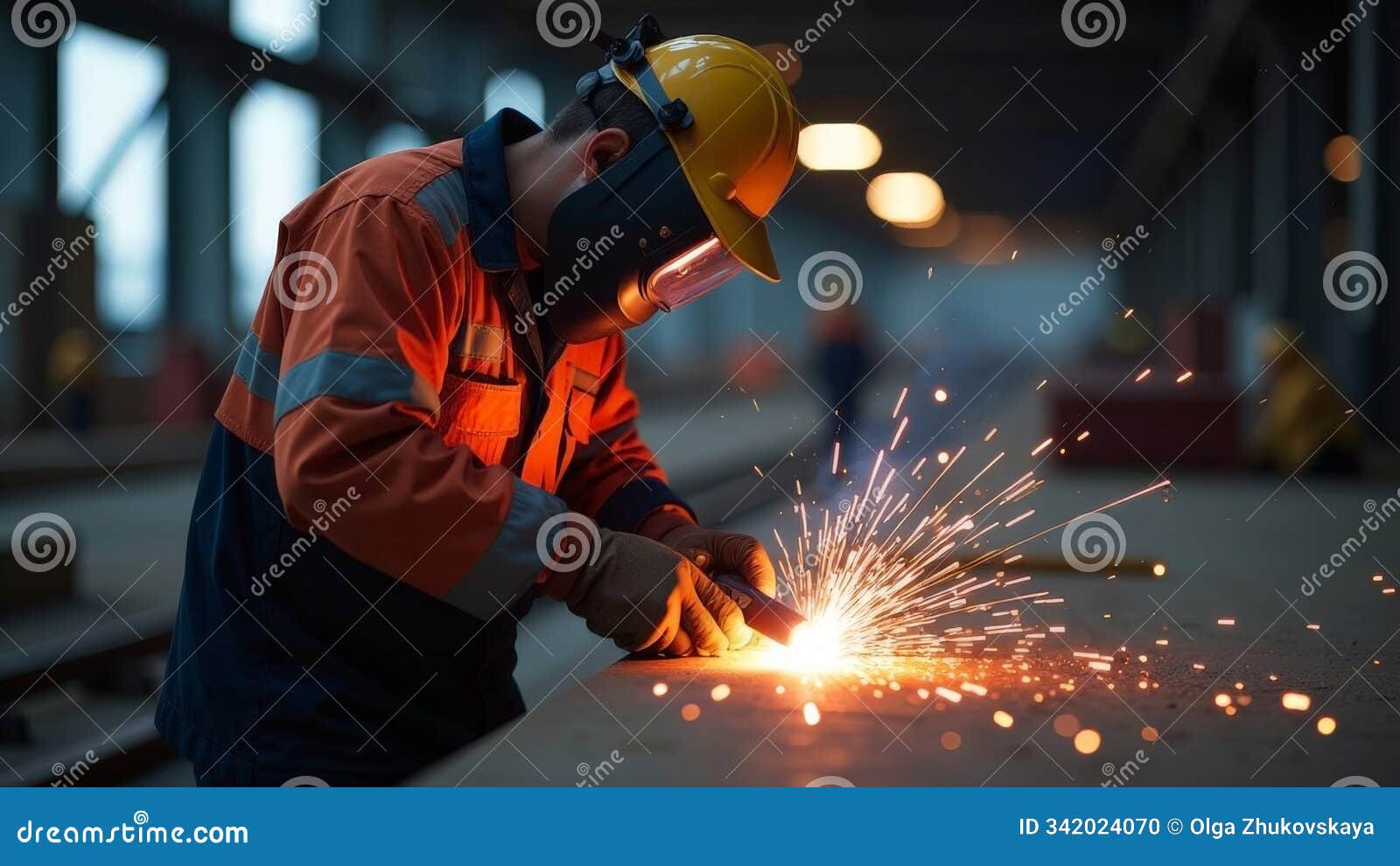 A Welder Welds Iron Close-up Stock Illustration - Illustration of iron ...