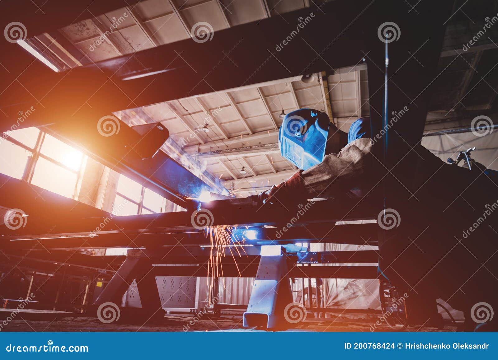 Welder Welds Metal Frame of Car Stock Photo - Image of manufacturing ...