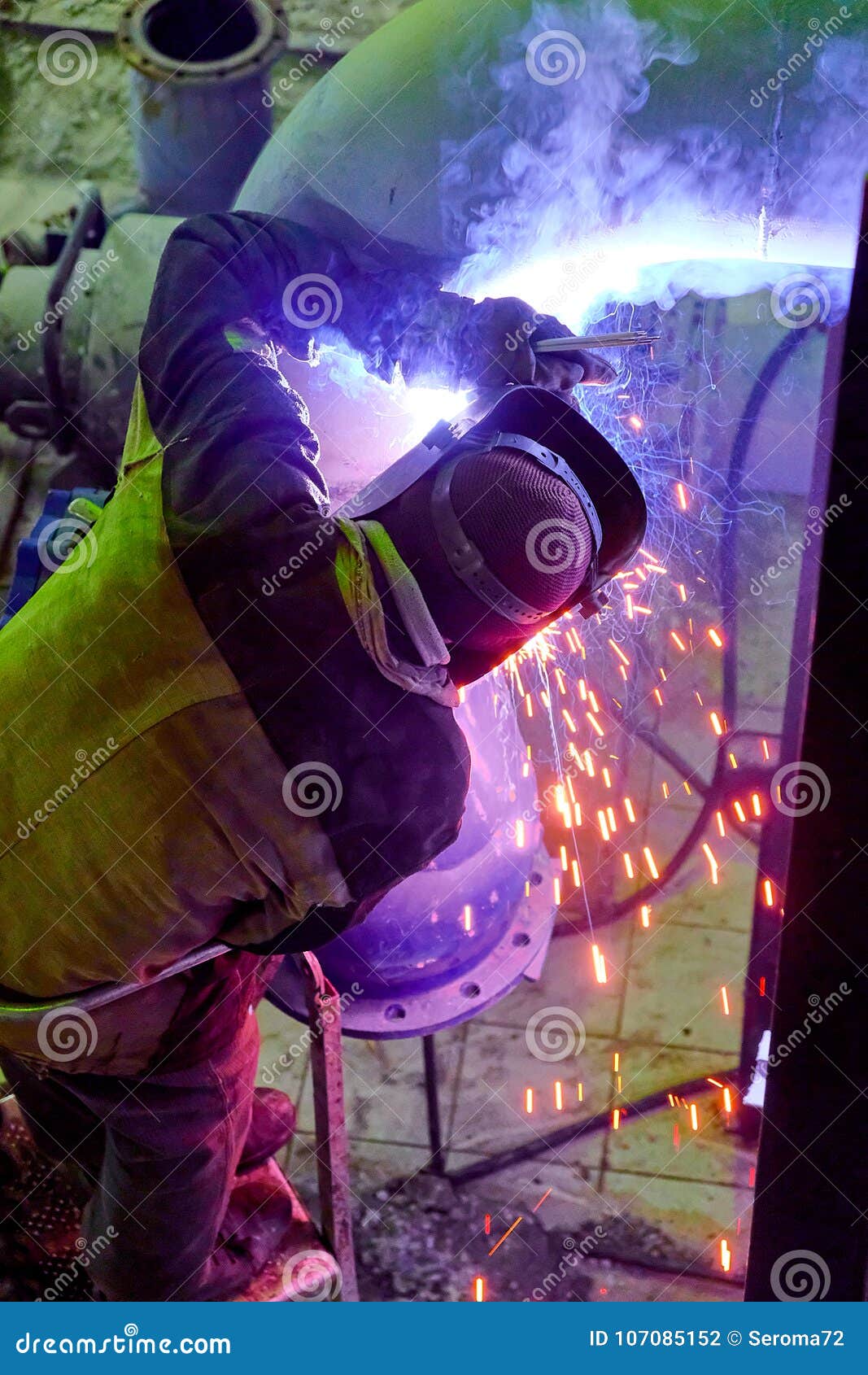 The Welder Welds Metal Structures Stock Photo - Image of technical ...