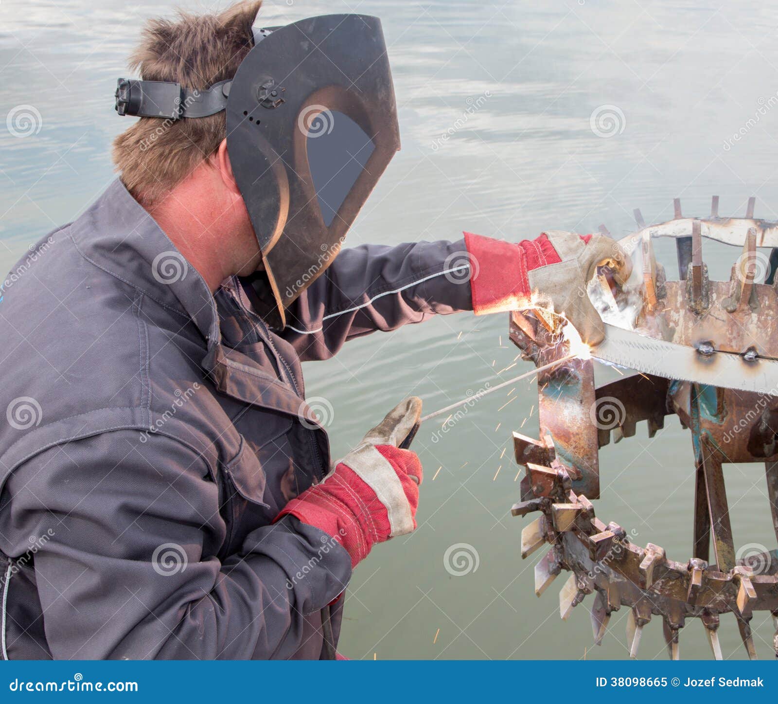 Welder at work stock image. Image of excavator, flash - 38098665