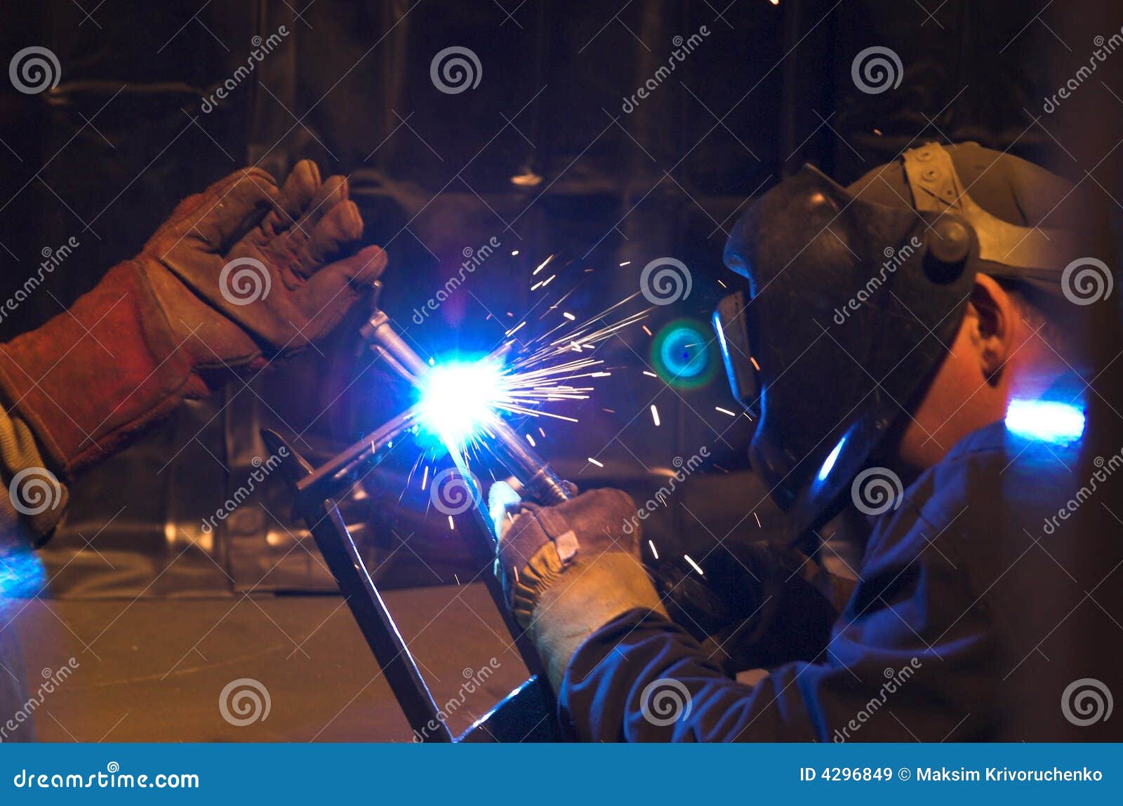 Welder at work stock image. Image of industrial, manufacture - 4296849