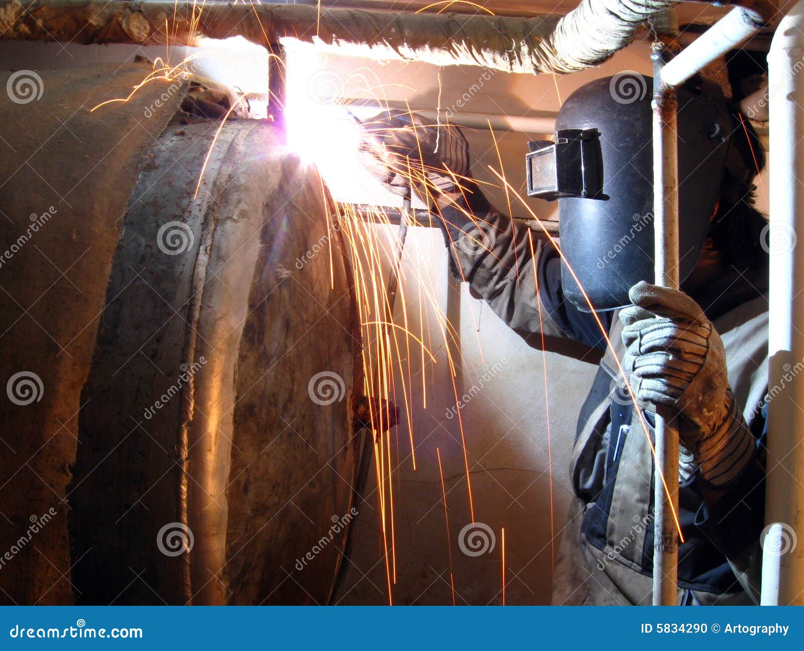 Welder at work stock photo. Image of equipment, tank, weld - 5834290