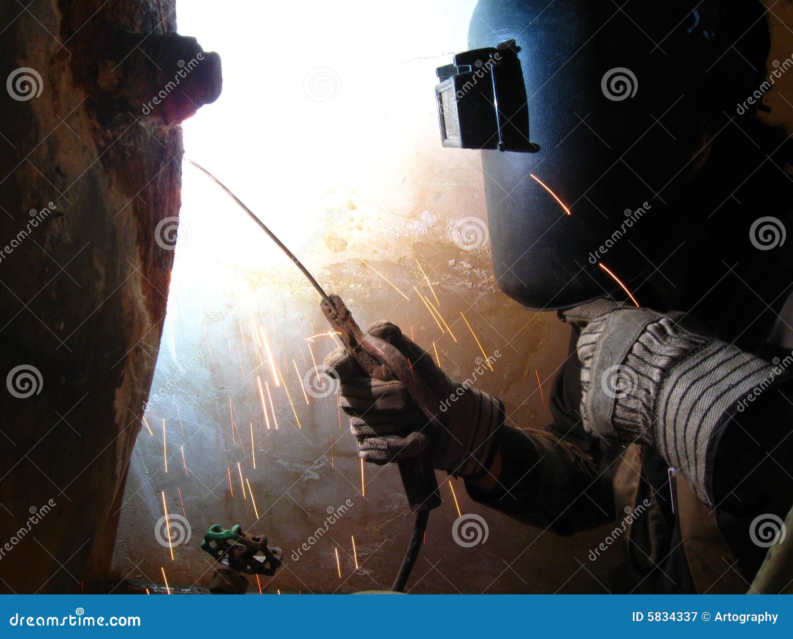 Welder at work stock image. Image of equipment, weld, metal - 5834337