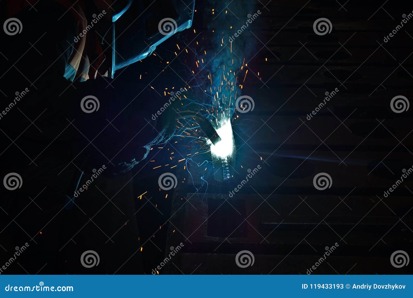 Welder at Work for Close-up Work, Joining Parts with Welding. Stock ...