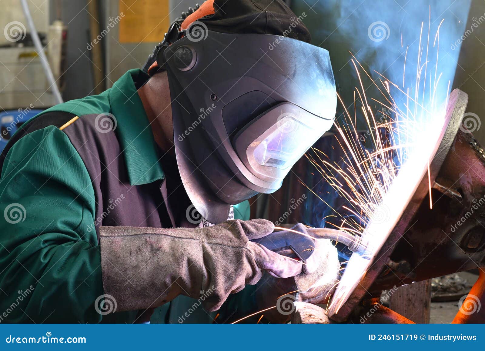 Welder at Work in an Industrial Company Stock Image - Image of steel ...