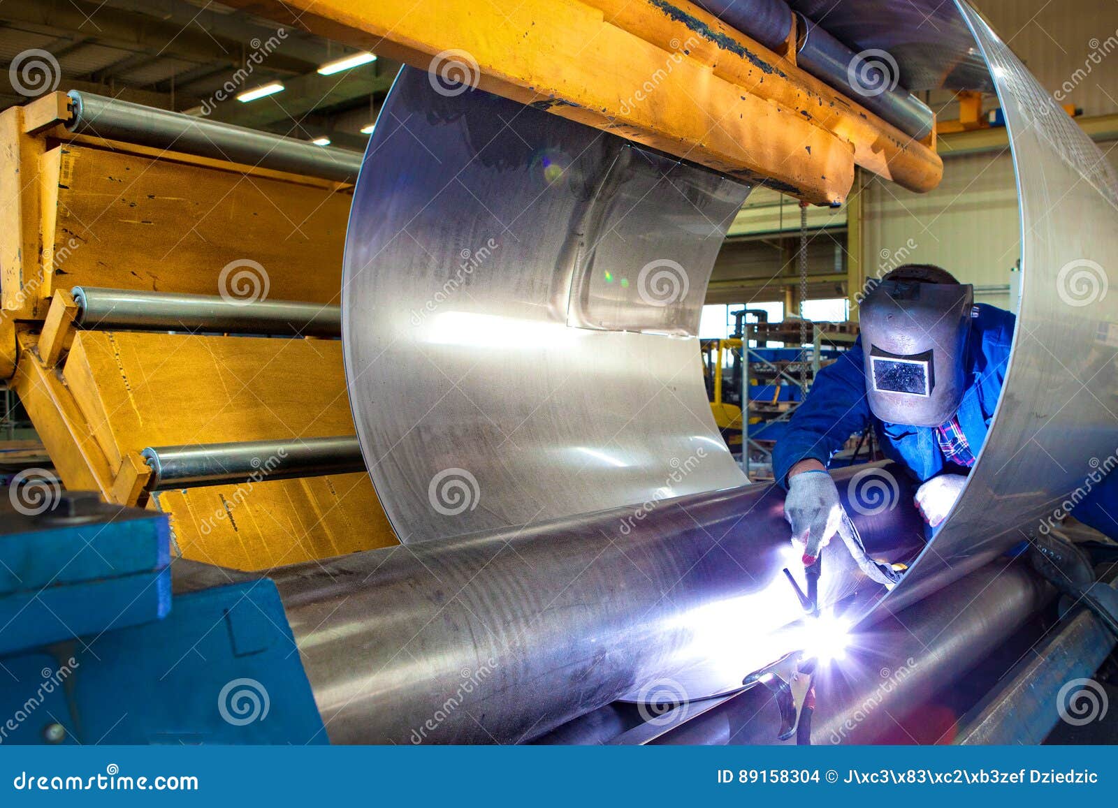 Welder at Work in the Plant Stock Photo - Image of occupation, mask ...
