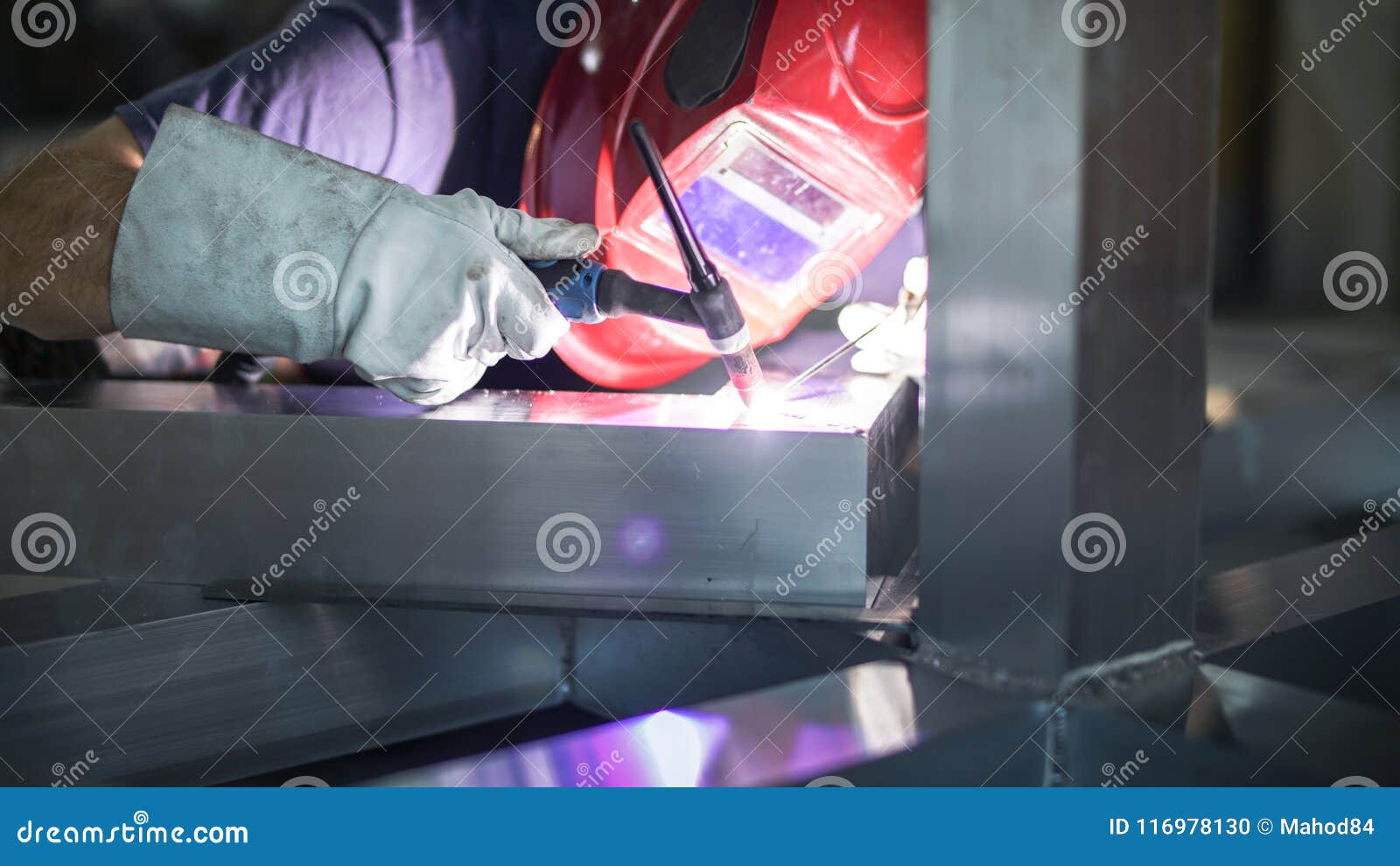 Welder at Work, Using a Tig Handle. Stock Photo - Image of craftsman ...