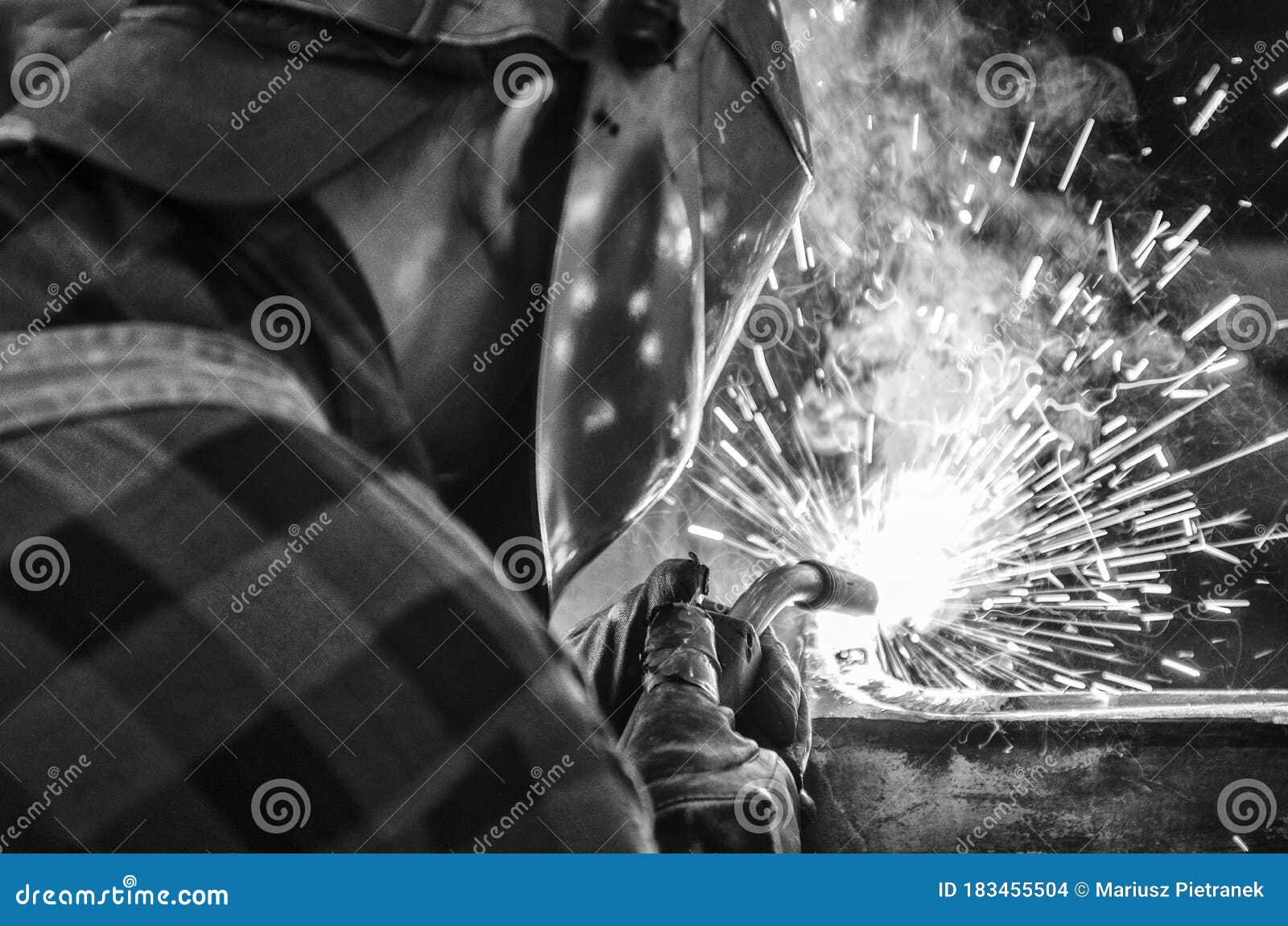 Welder at Work, Welding Iron Stock Photo - Image of mask, ironworks ...