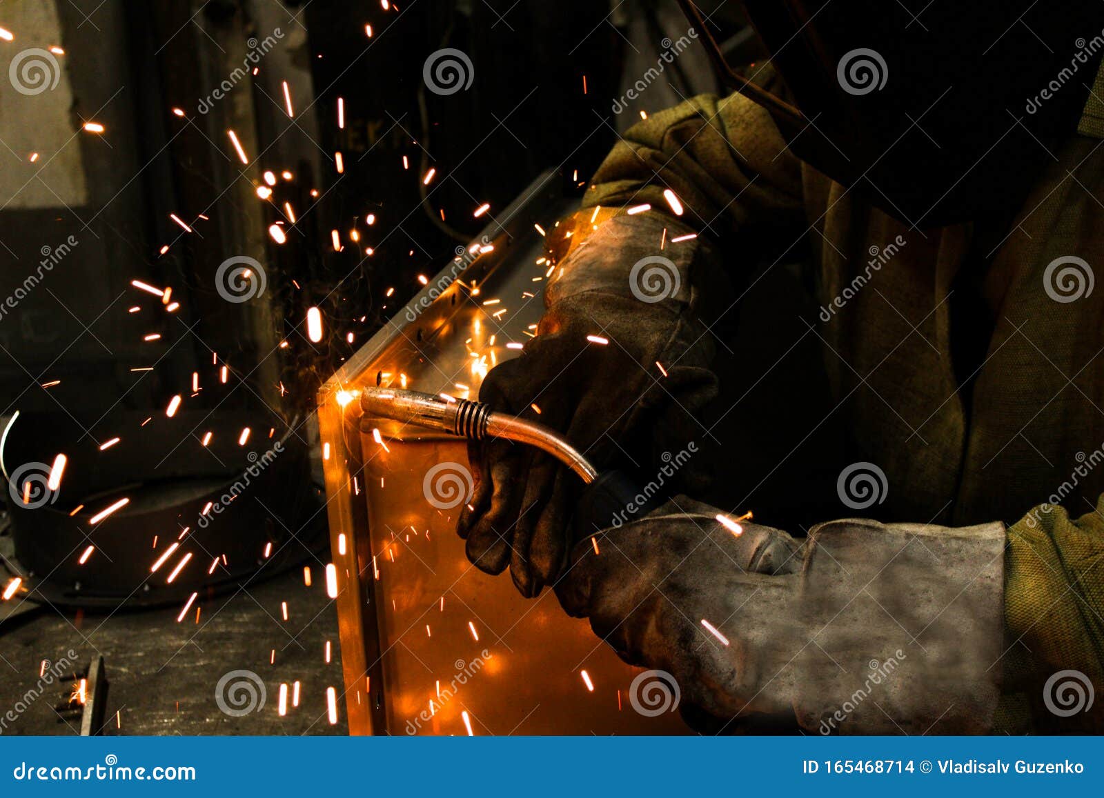 Welder Work, Welding Sparks, Workshop Production Stock Photo - Image of ...