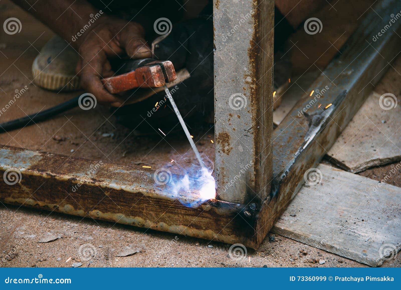 Welder at work stock image. Image of steel, industrial - 73360999