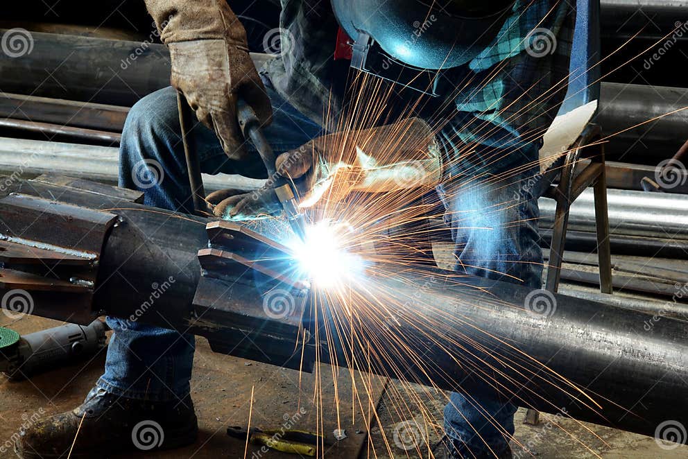 Welder at work stock image. Image of manufacturer, welder - 45309917
