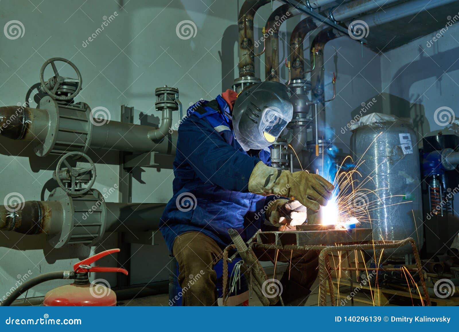 Welder Worker at Industrial Arc Welding Work Stock Image - Image of ...