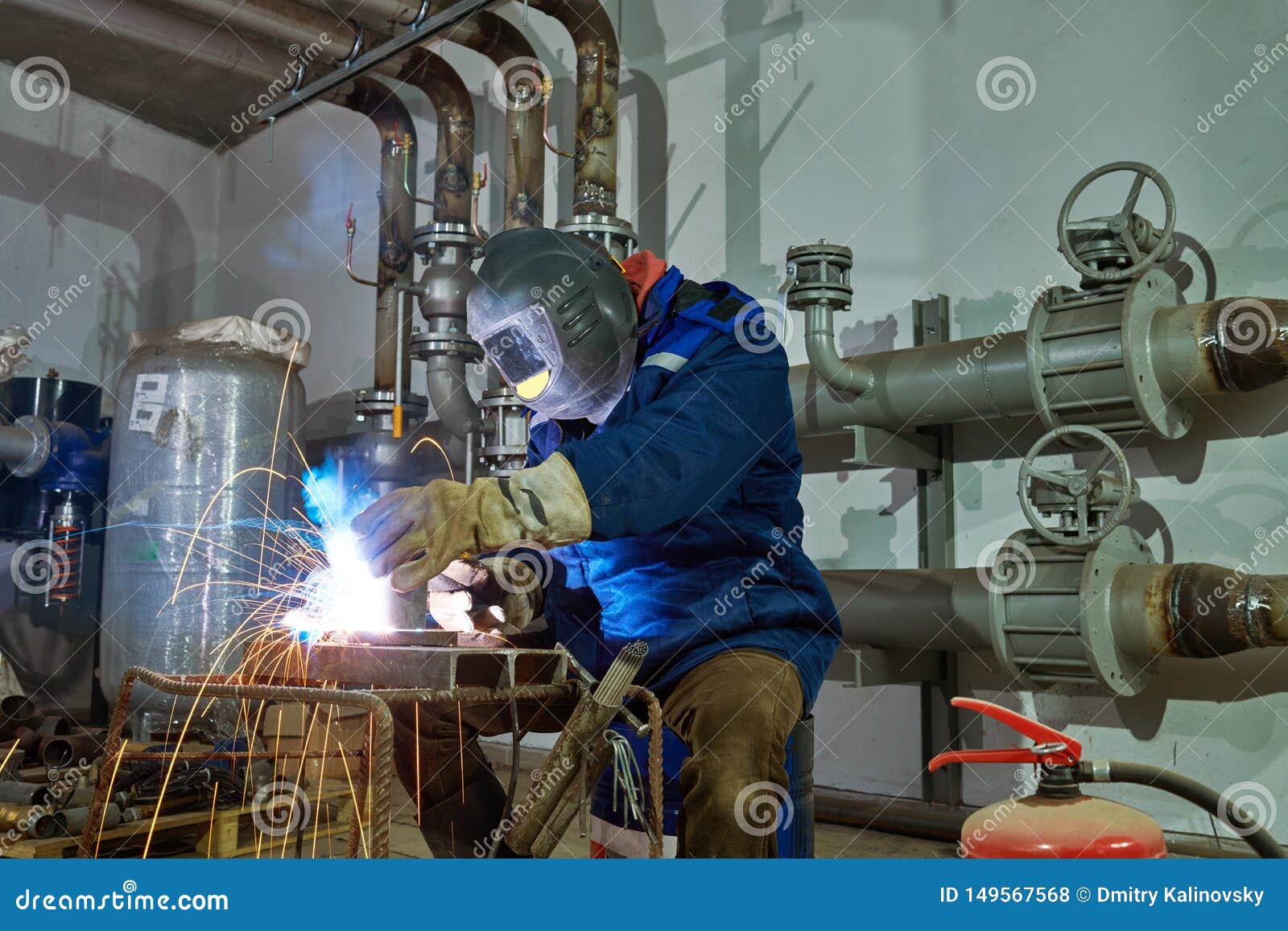 Welder Worker at Industrial Arc Welding Work Stock Photo - Image of ...