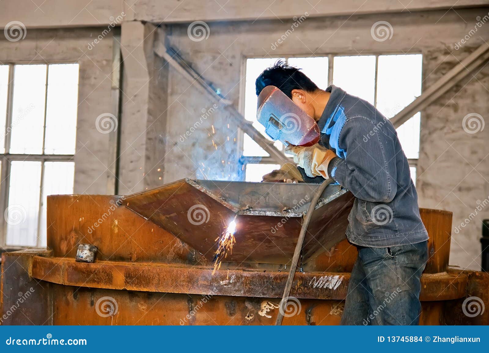 A welder is working stock photo. Image of metal, human - 13745884