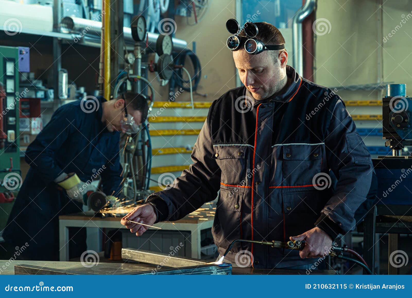 Welder Working with Autogenous Welding Tool in Workshop Stock Image ...