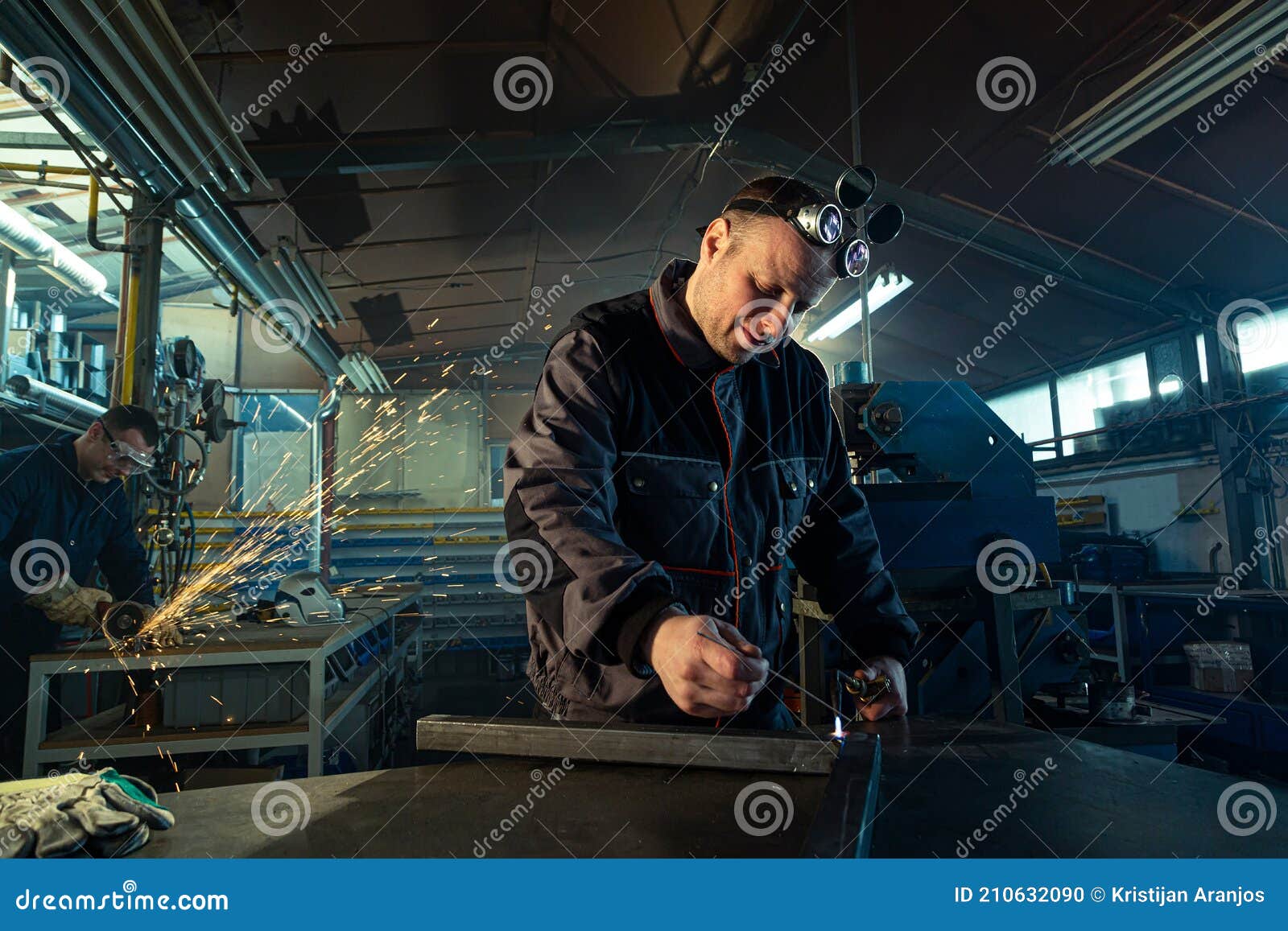 Welder Working with Autogenous Welding Tool in Workshop Stock Photo ...