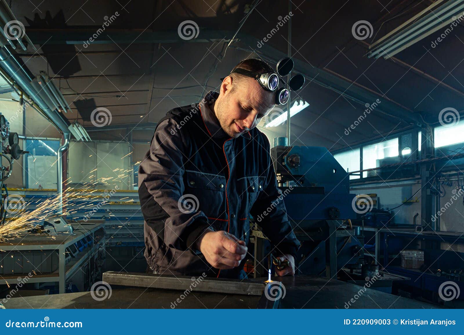 Welder Working with Autogenous Welding Tool in Workshop Stock Image ...