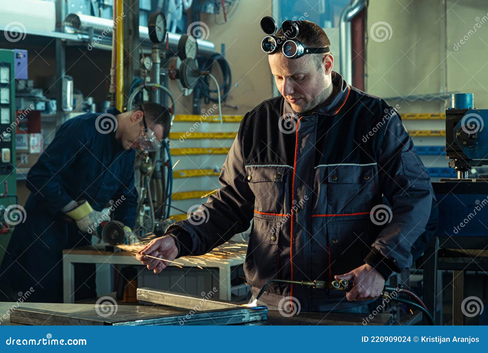 Welder Working with Autogenous Welding Tool in Workshop Stock Photo ...