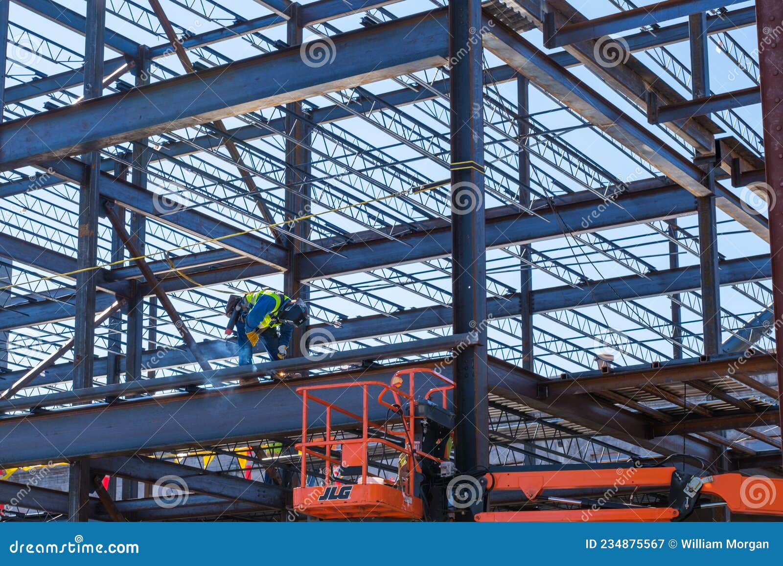 Welder Working on Beam of New Building Editorial Photography - Image of ...