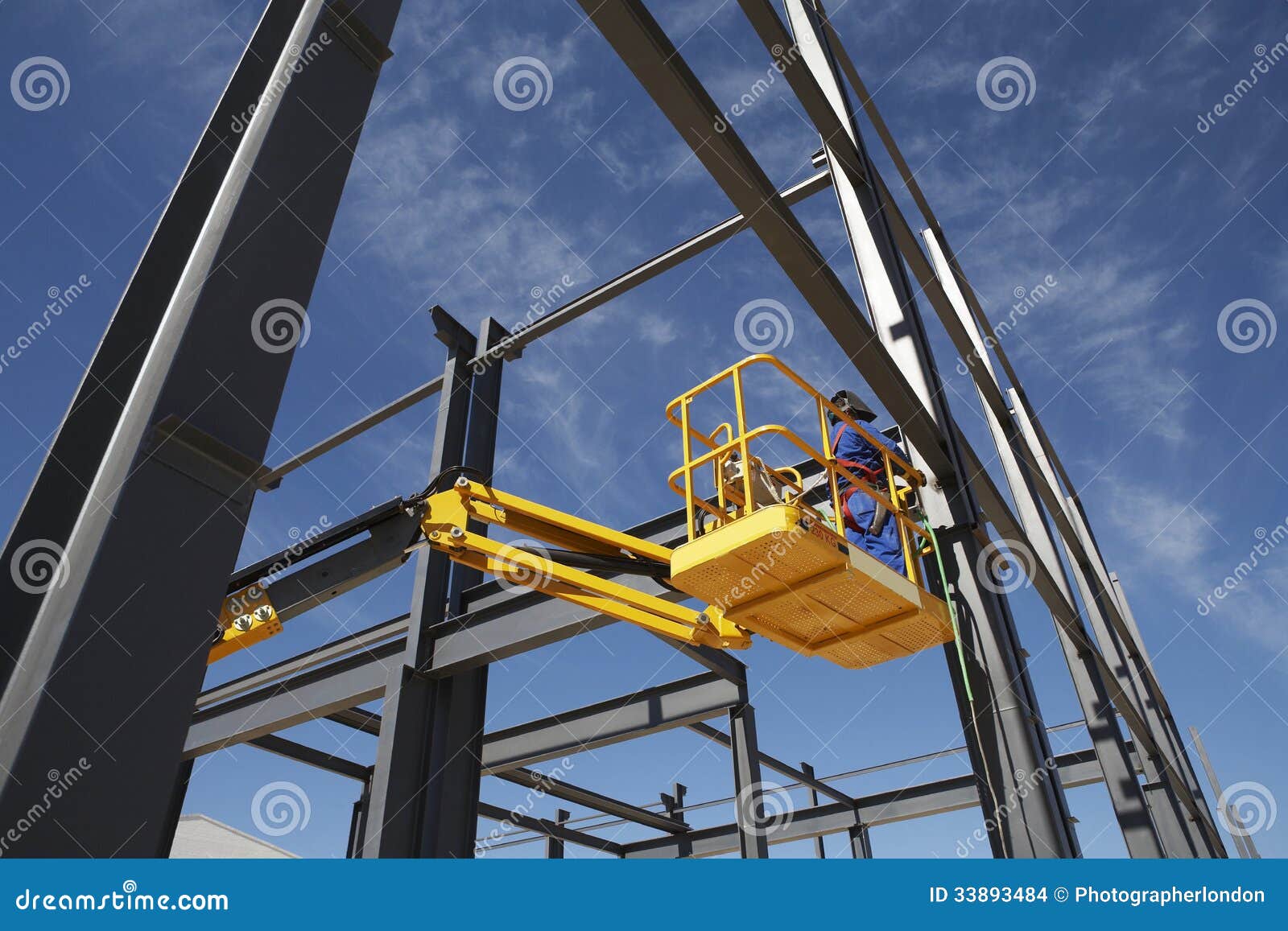 Welder Working from Cherry Picker Stock Photo - Image of occupation ...