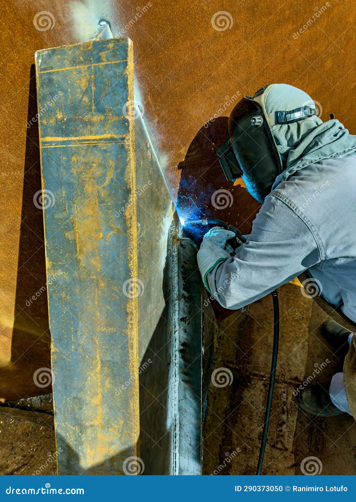 Welder Working with an Electrode. Welding Work Stock Photo - Image of ...