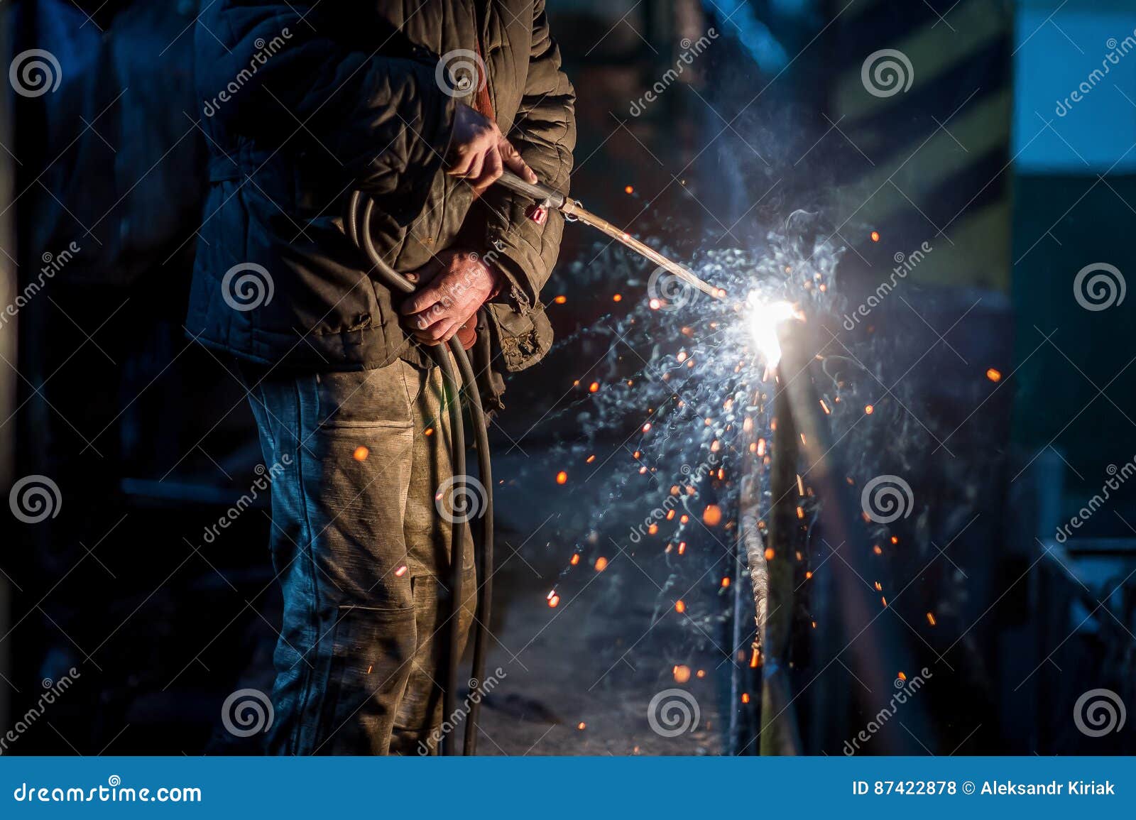 Welder Working at the Factory Stock Photo - Image of labor, safety ...