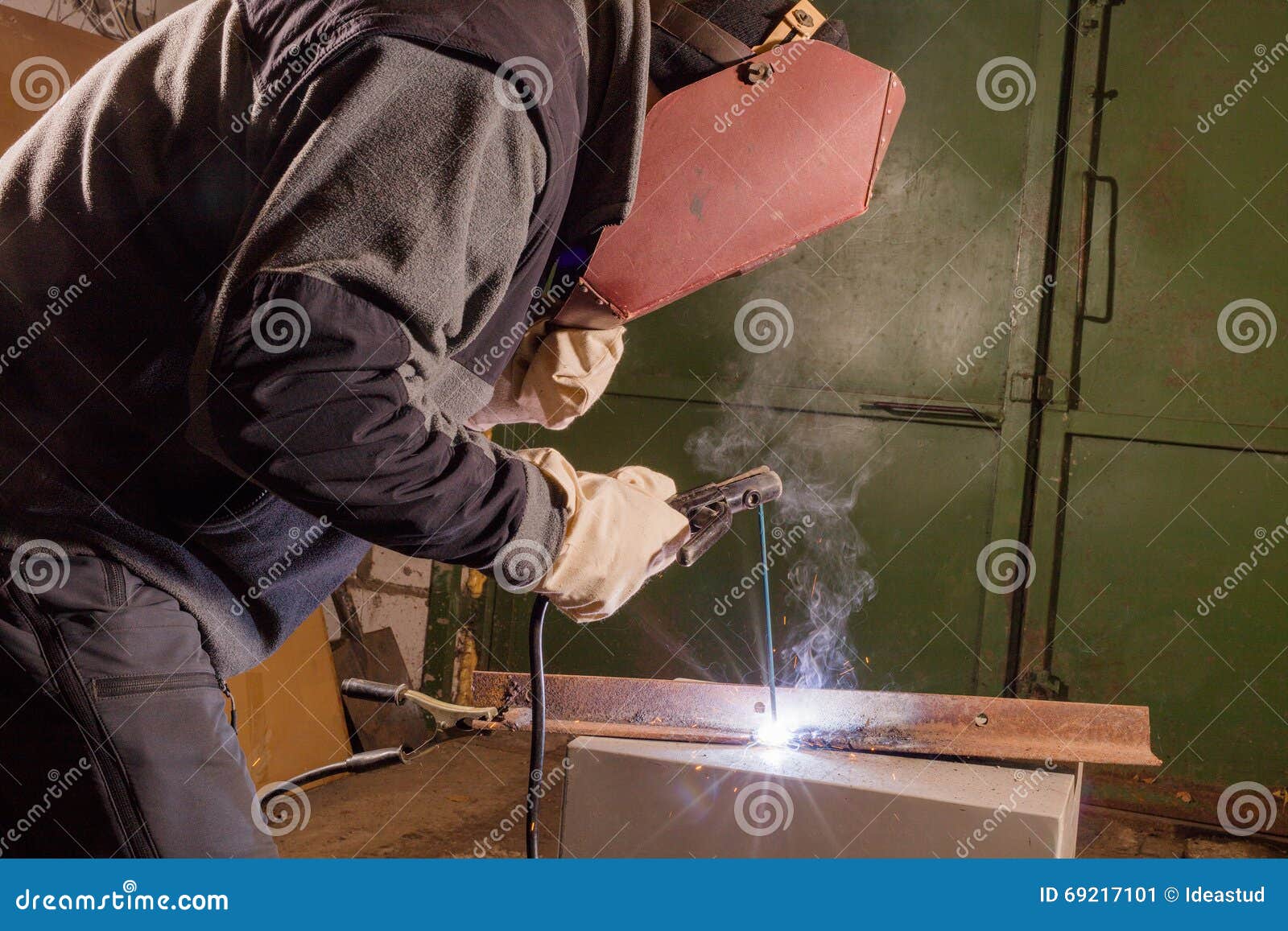 Welder Working Factory Welding the Metal Stock Image - Image of welding ...