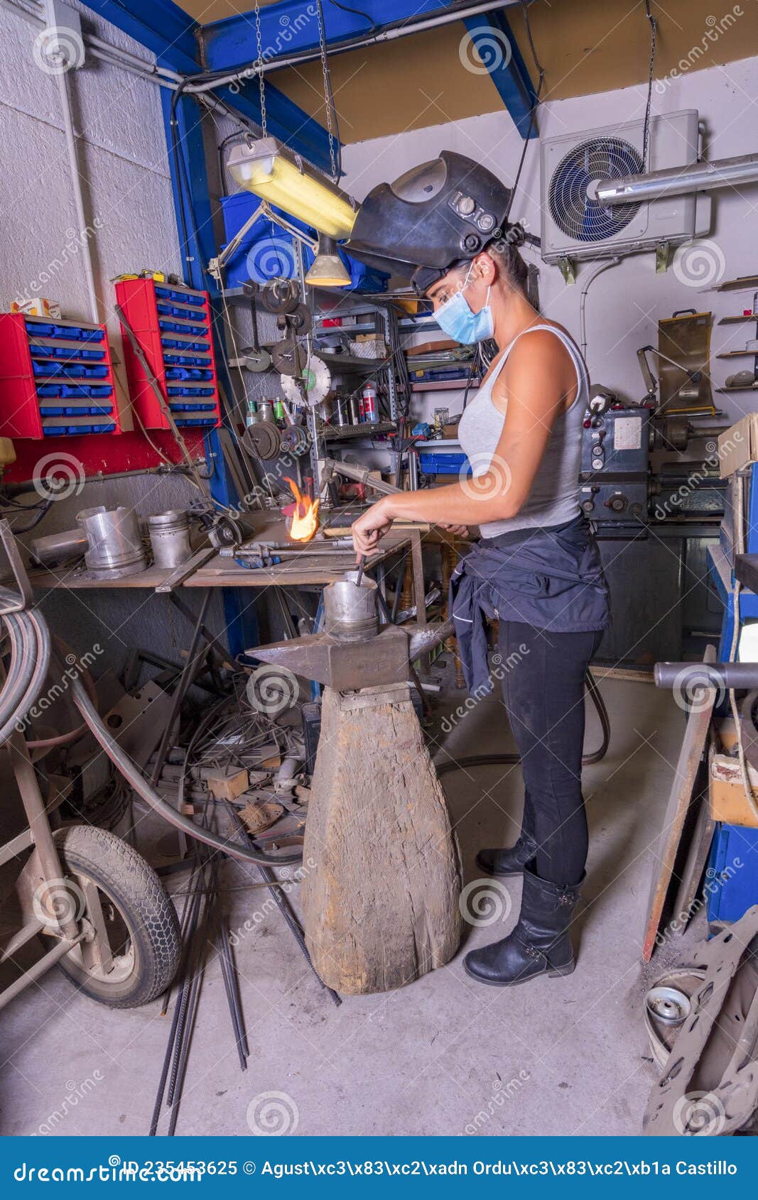 Welder Working with Gas Lance Stock Image - Image of labor, protection ...