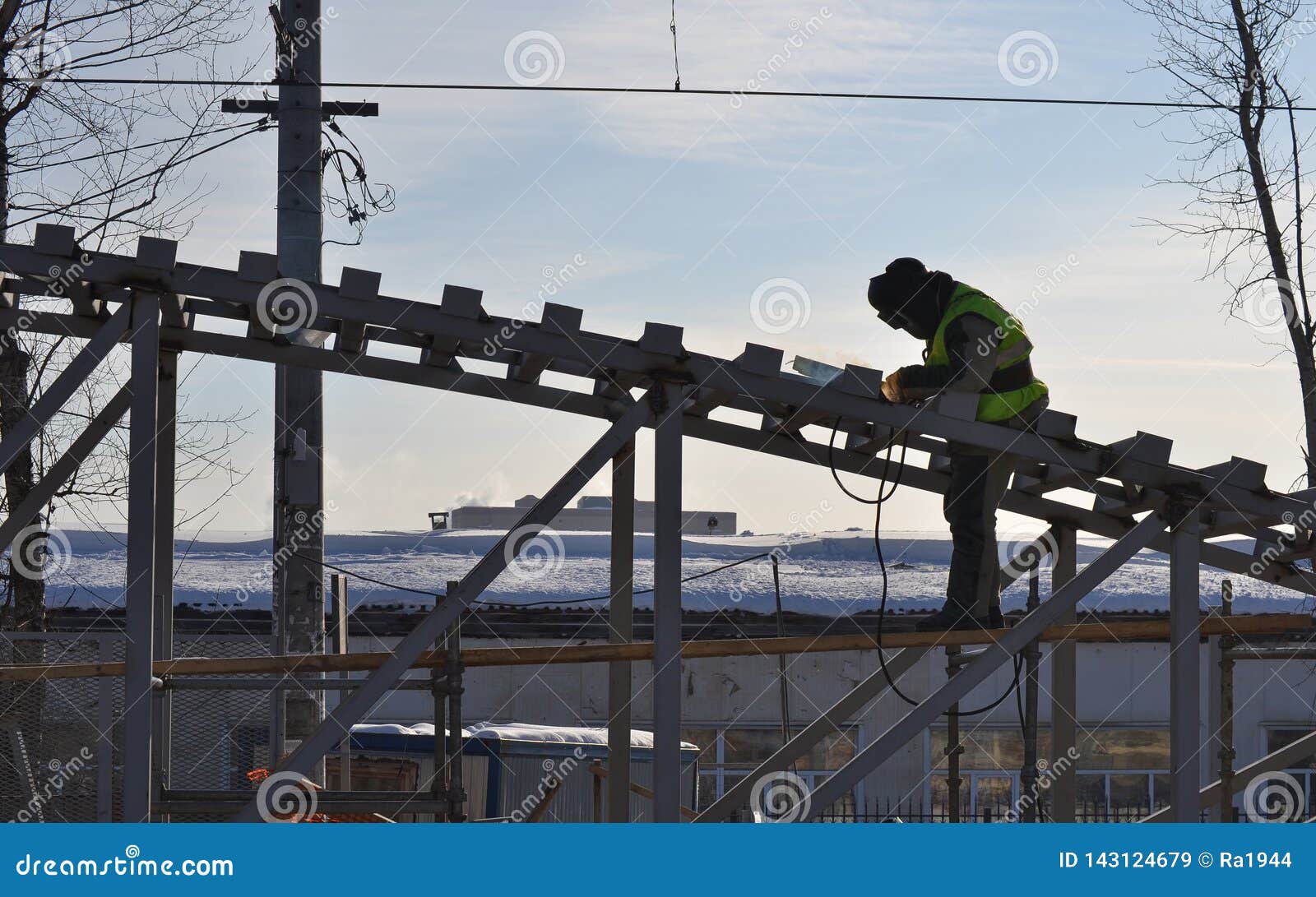 Welder Working at Height. Welding Work on the Construction Stock Image ...